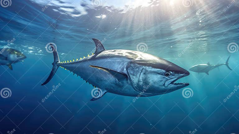 Tuna Fish in the Ocean. School of Tuna Fish in the Ocean. Tuna Stock ...