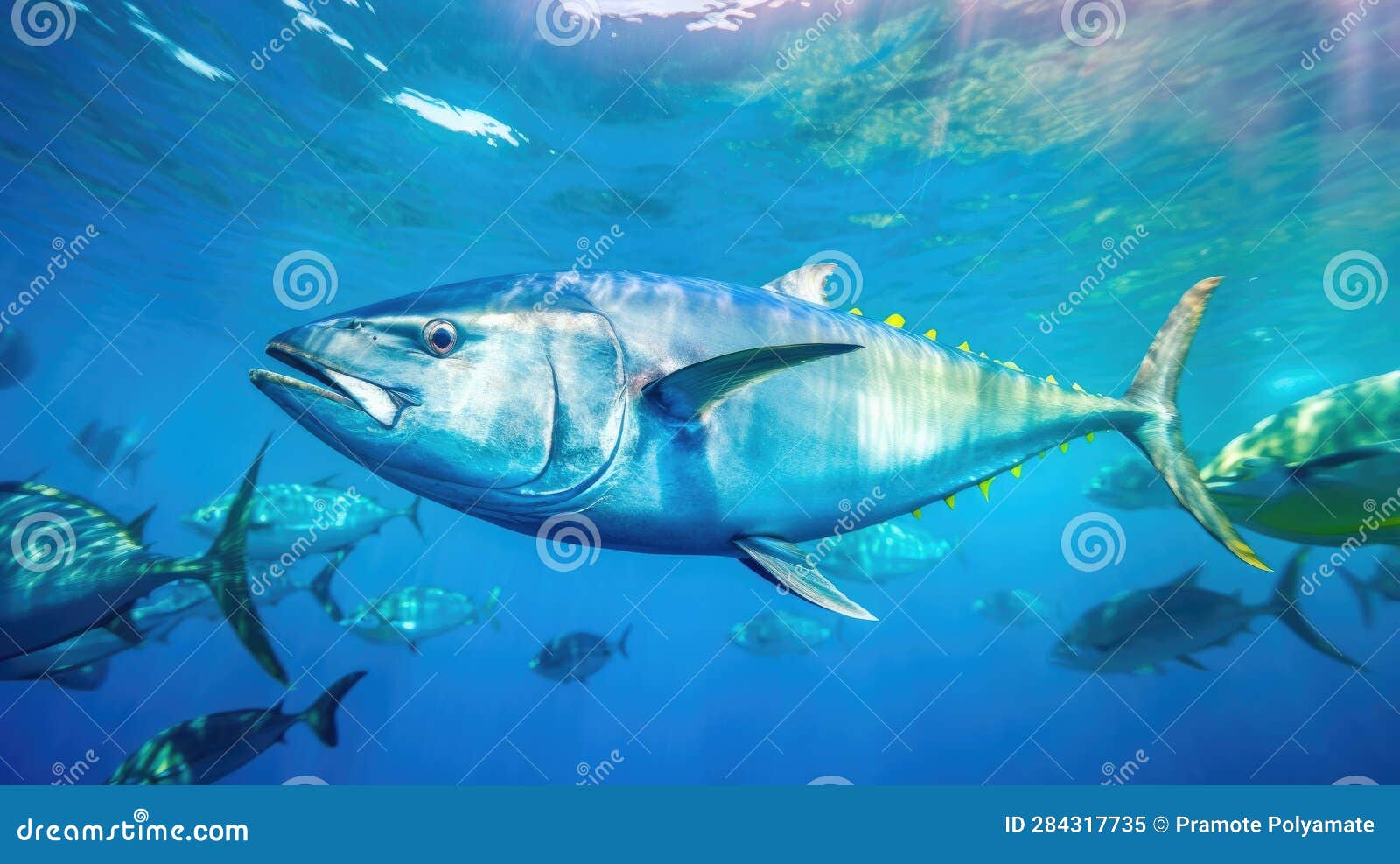 Tuna Fish in the Ocean. School of Tuna Fish in the Ocean. Tuna Stock ...