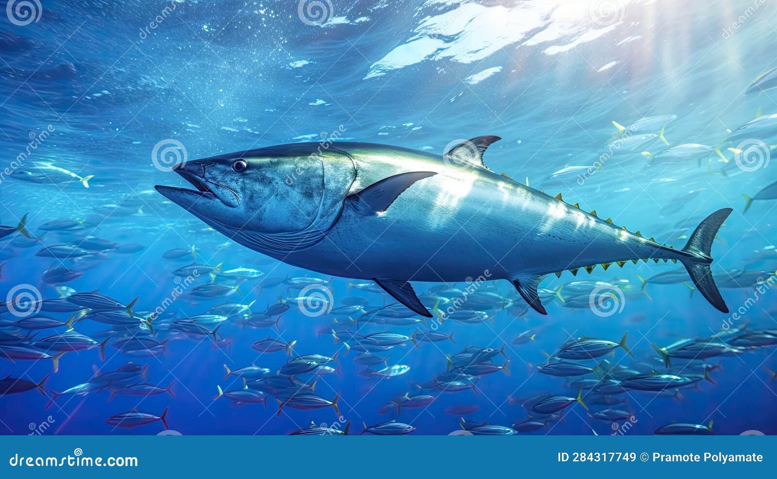 Tuna Fish in the Ocean. School of Tuna Fish in the Ocean. Tuna Stock ...