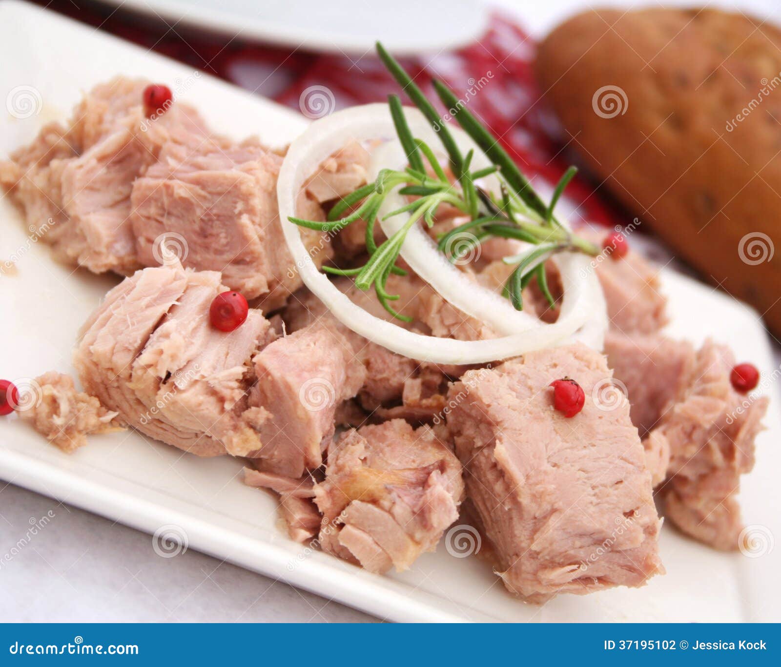 Tuna Fish with Red Pepper Seeds Stock Photo - Image of fresh, buffet ...