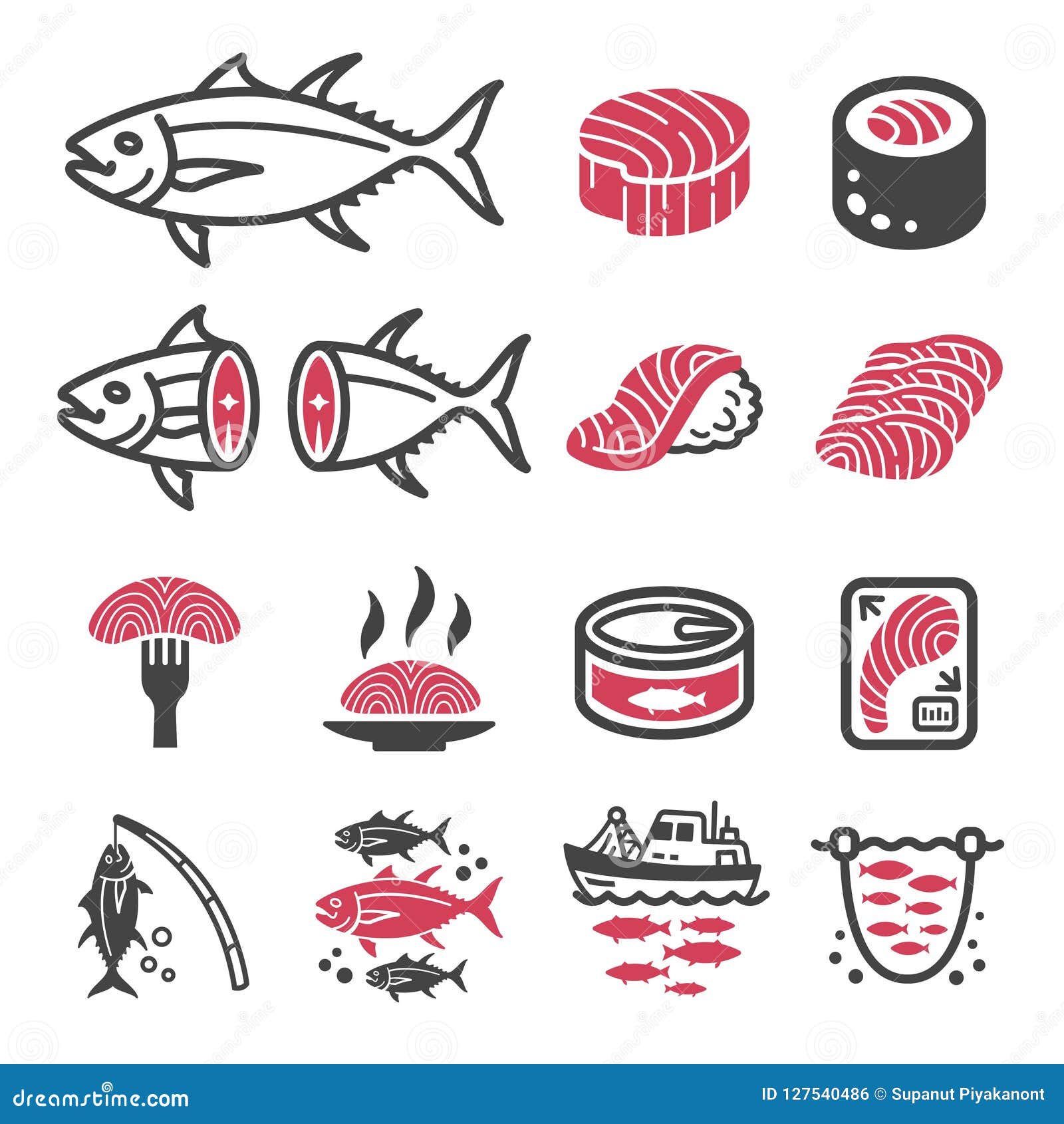 Tuna Icon Vector Isolated On White Background, Tuna Sign , Food And ...
