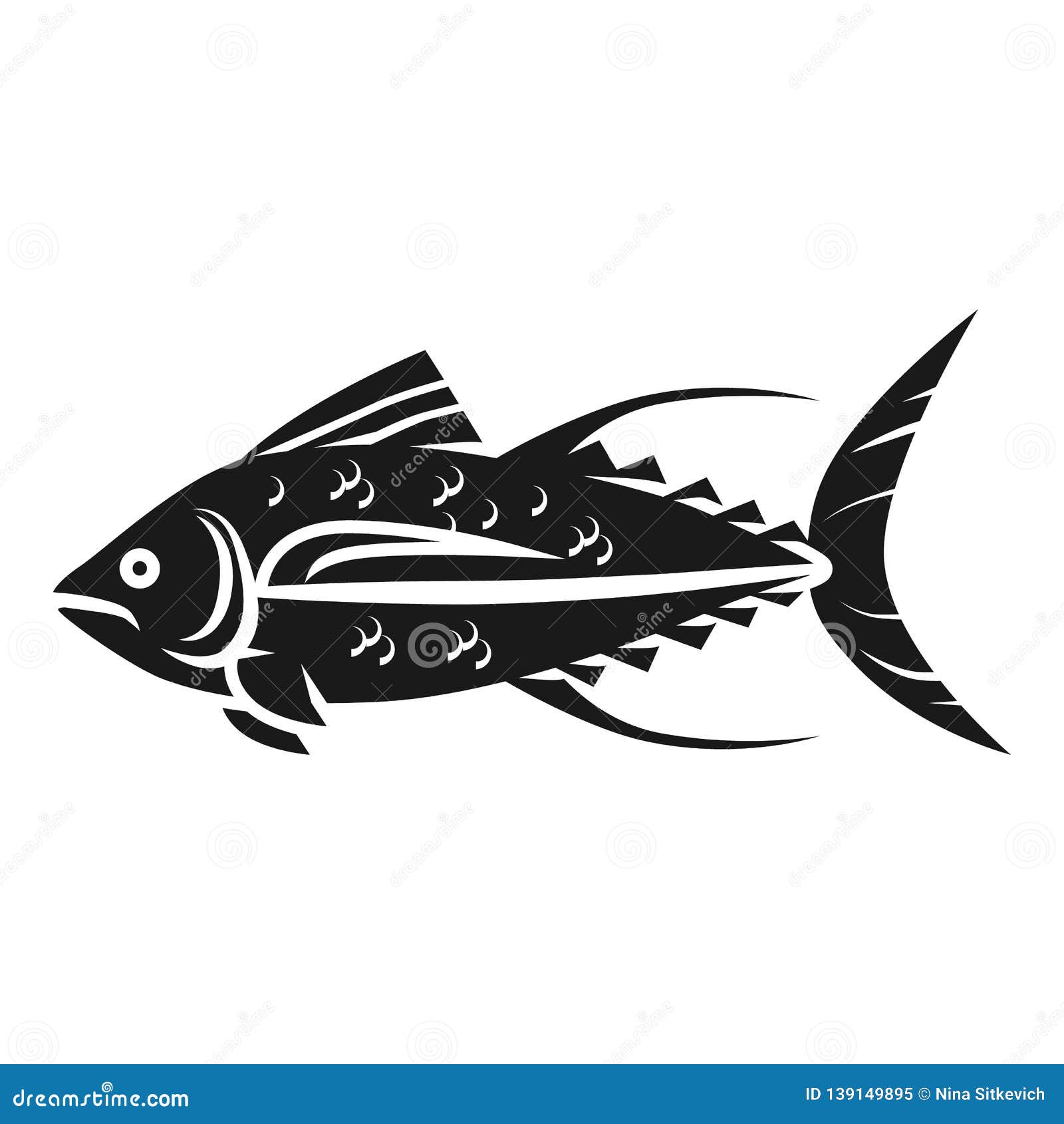Tuna icon, simple style stock vector. Illustration of fish - 139149895