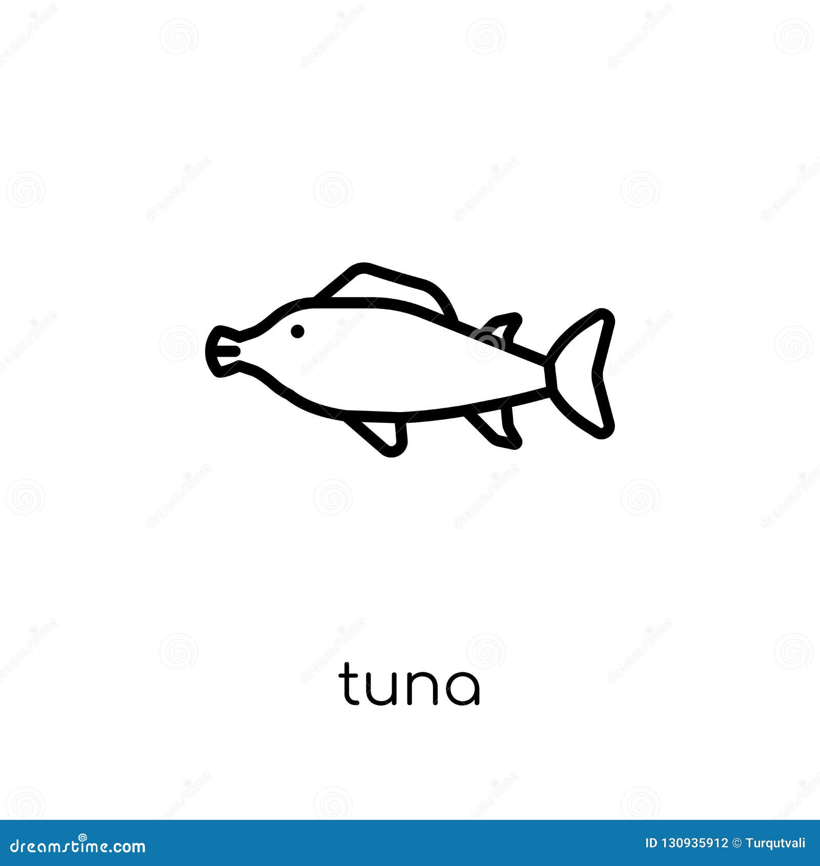 Tuna Icon. Trendy Modern Flat Linear Vector Tuna Icon on White B Stock ...