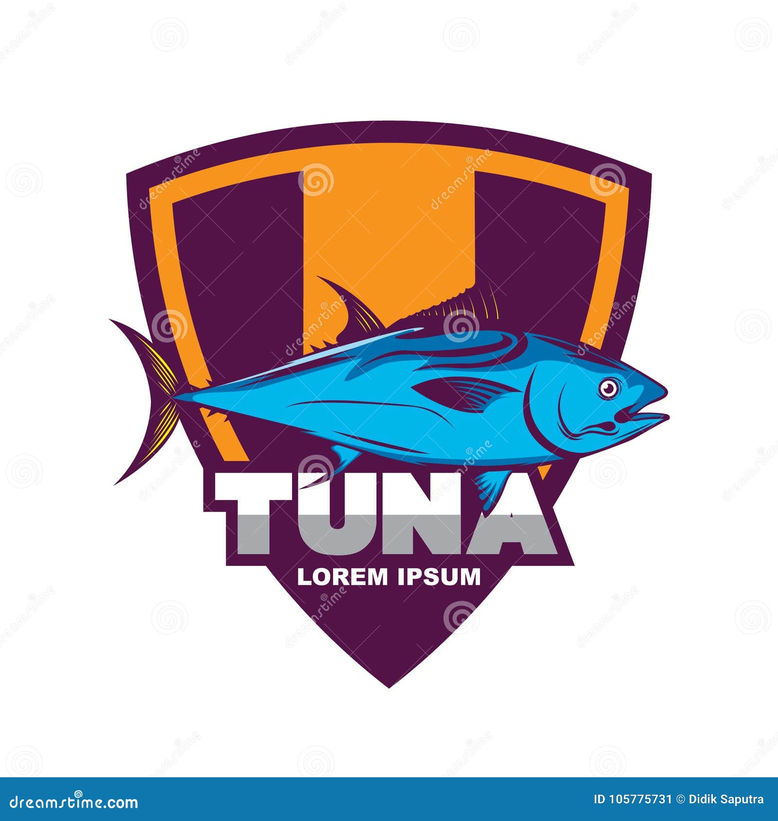 Tuna logo stock vector. Illustration of menu, fish, blue - 105775731