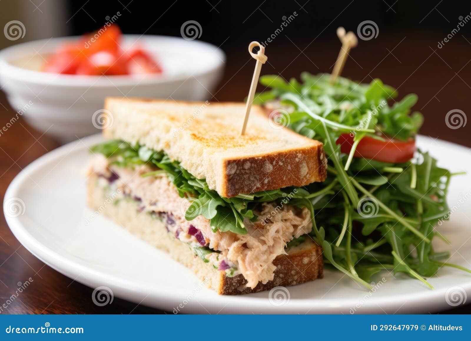 Tuna Mayo Sandwich with Mixed Microgreen Salad at Side Stock Image ...