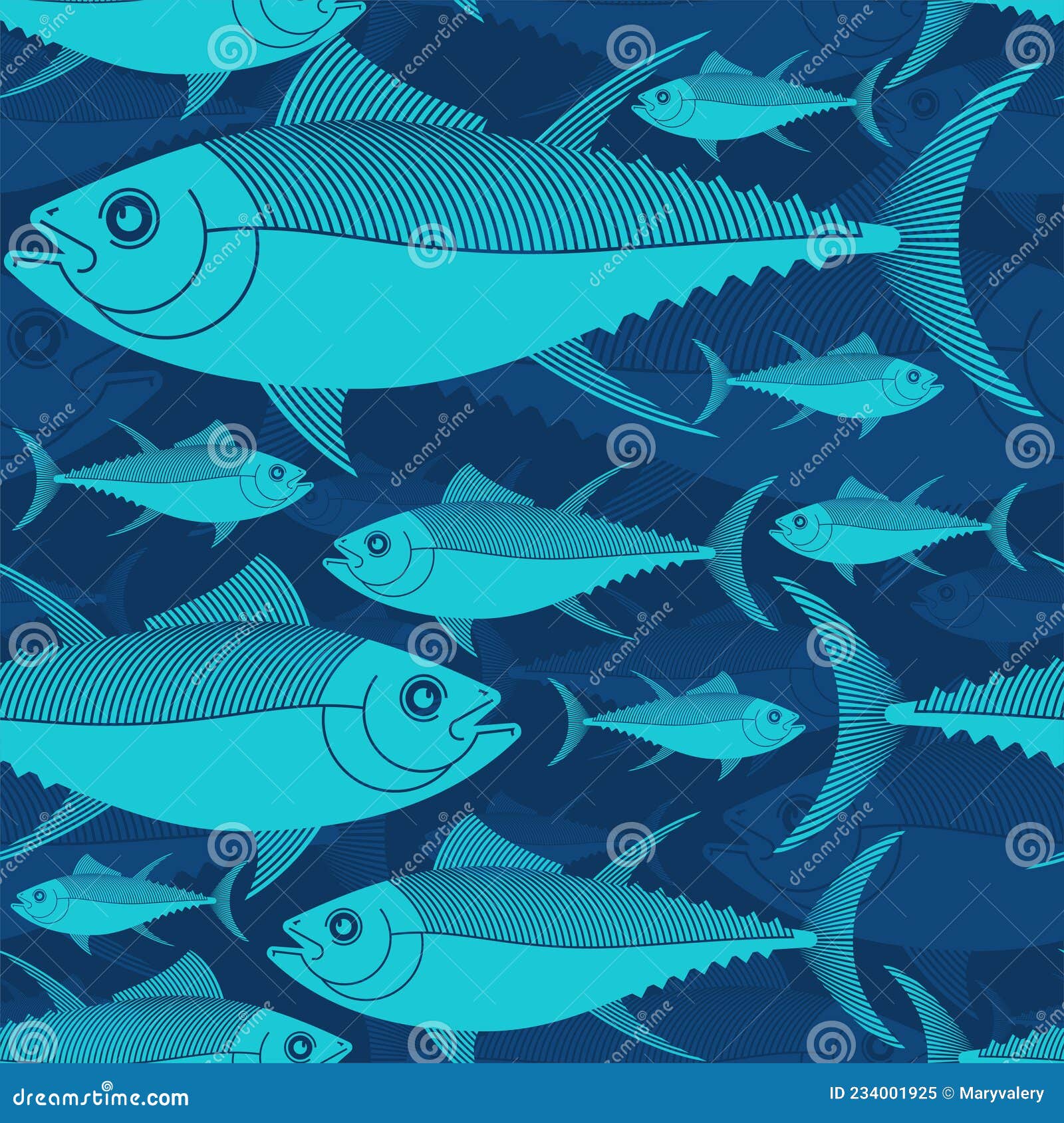 Tuna Pattern Seamless. Tunny Seafood Fish Background. Vector Texture ...