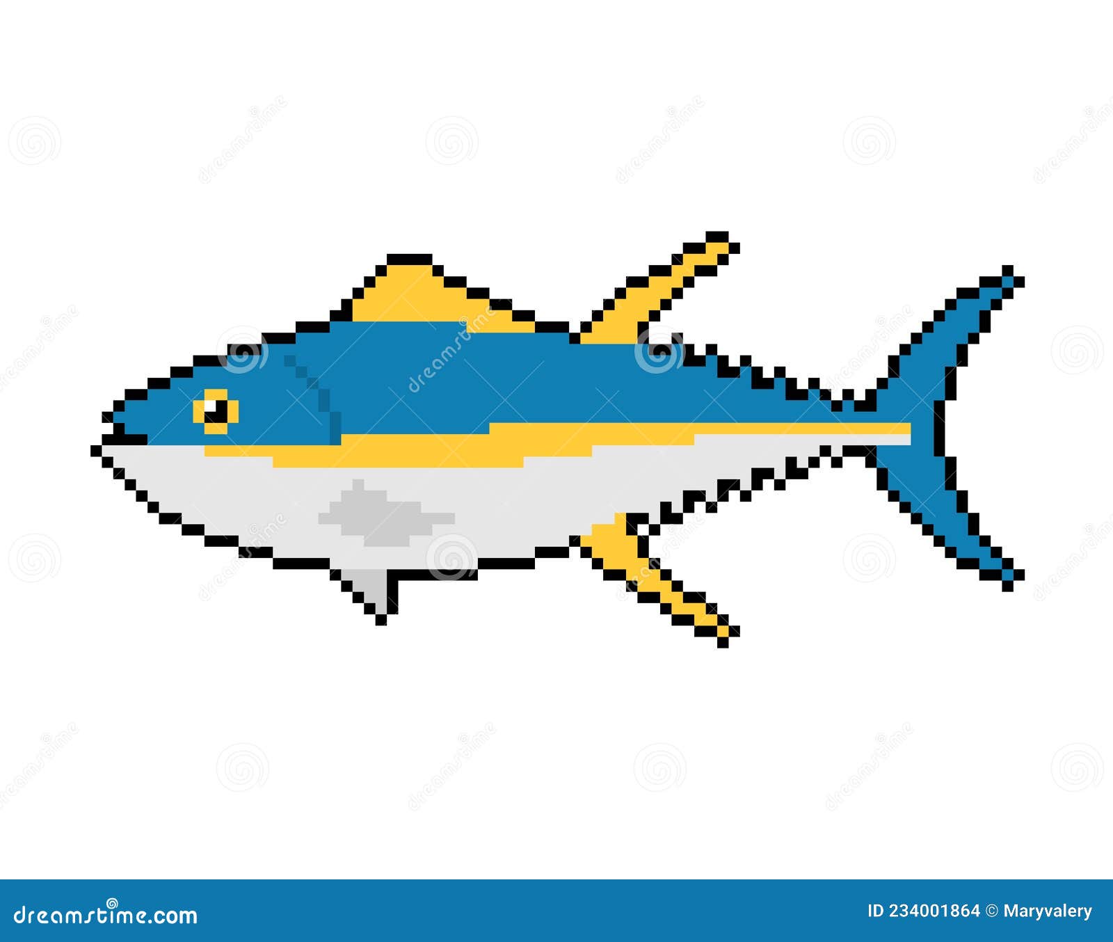 Tuna Pixel Art. Pixelated Tunny Seafood Fish Stock Vector ...