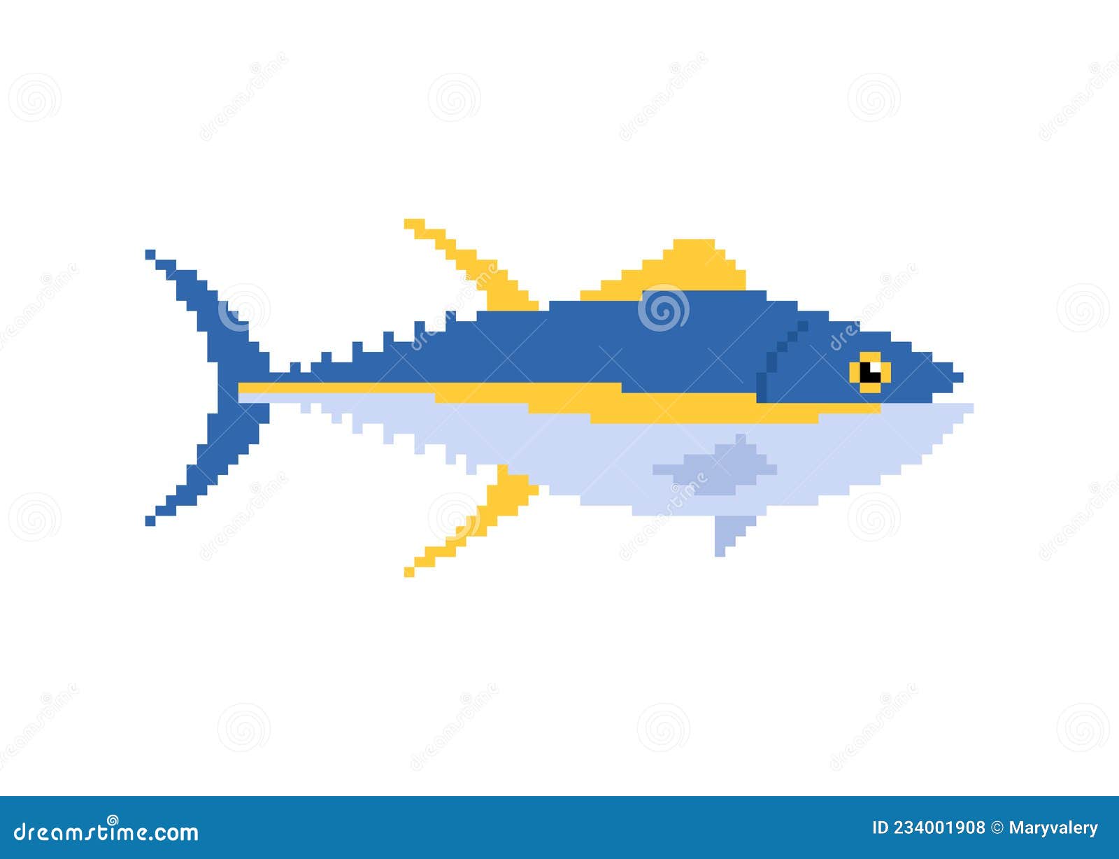 Tuna Pixel Art. Pixelated Tunny Seafood Fish. 8 Bit Vector Illustration ...