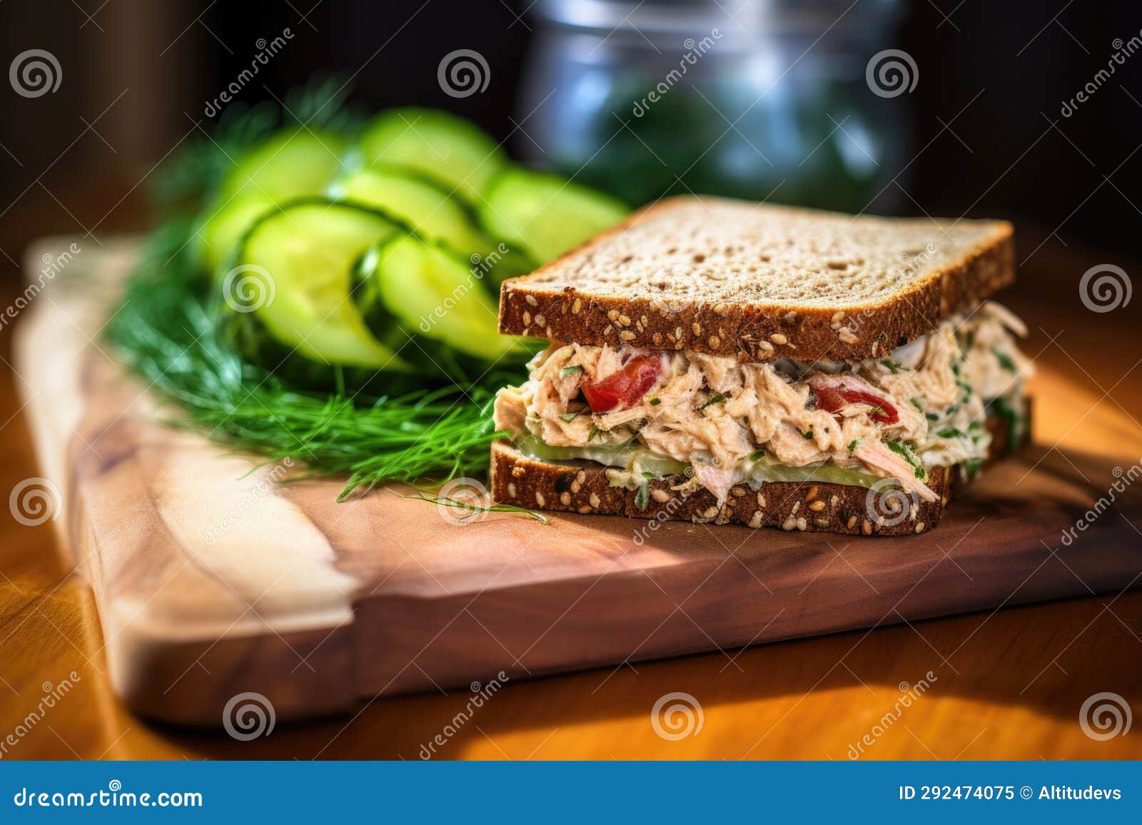 Tuna Salad Sandwich On Rye Bread Side Of Pickles Stock Image Image Of Deli Generative 292474075