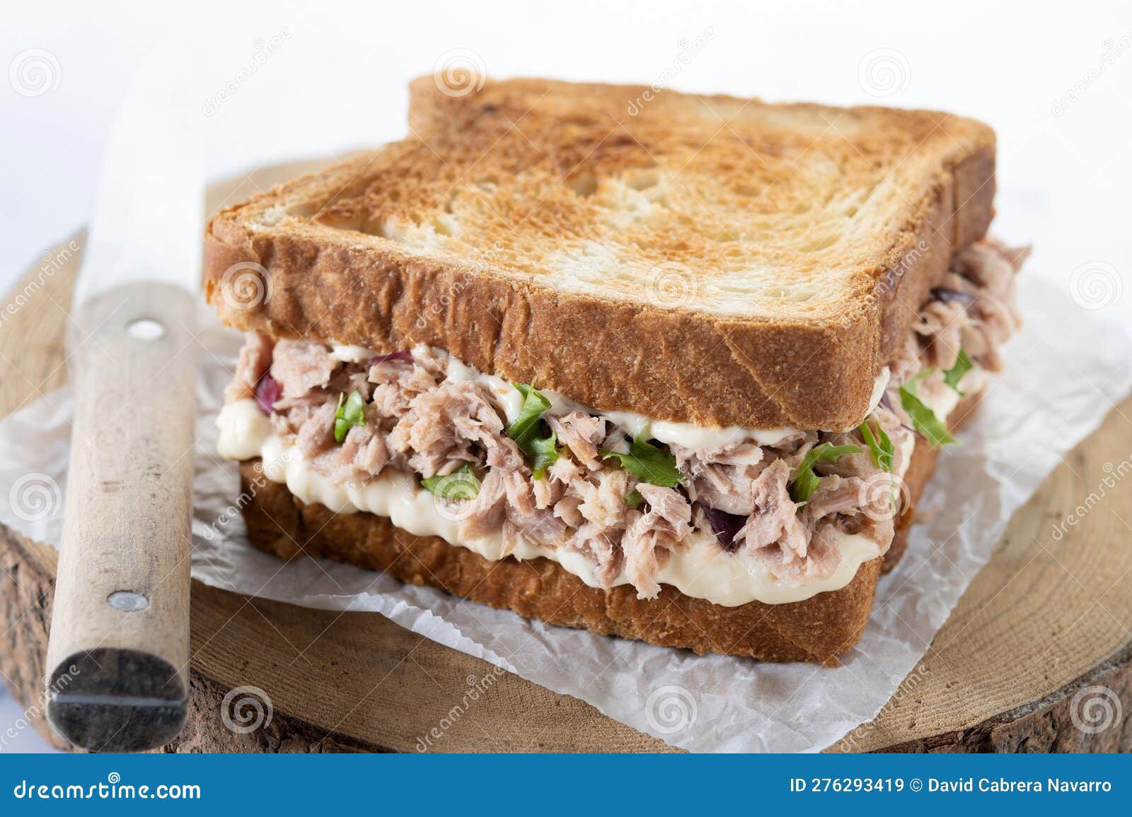 Tuna Sandwich with Mayo and Vegetables on White Marble Stock Image ...