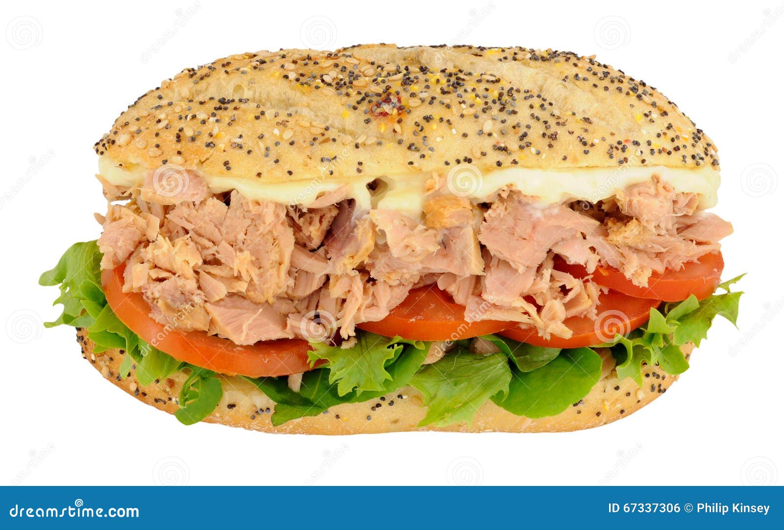 Tuna Sandwich in a Seeded Bread Roll Stock Photo - Image of crumbled ...
