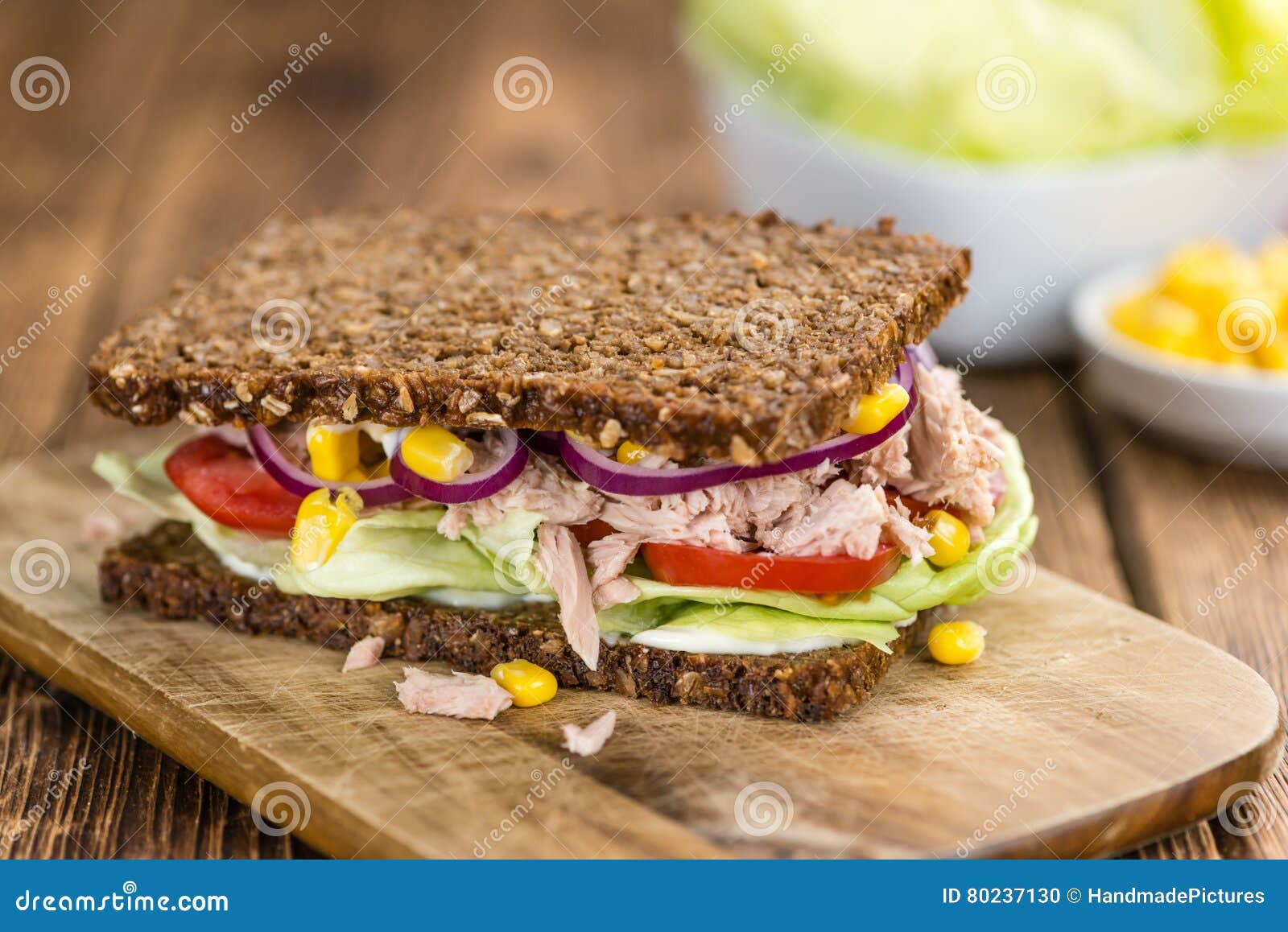 Tuna Sandwich (on Wholemeal Bread) Stock Photo - Image of dark, fresh ...