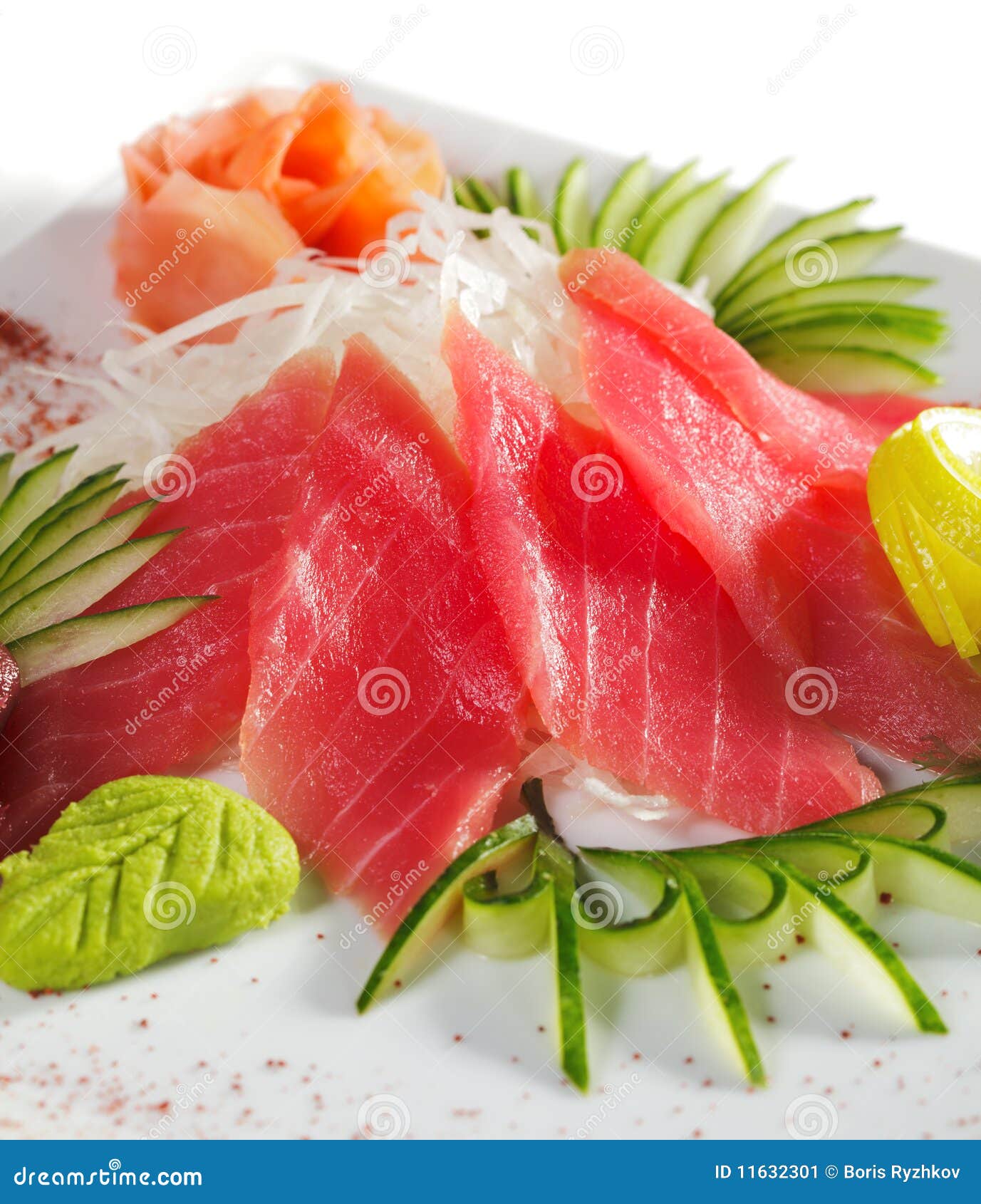 Tuna Sashimi stock image. Image of dinner, algae, plate - 11632301