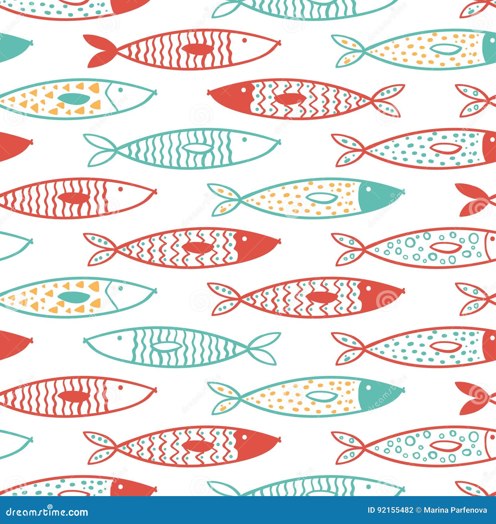 Tuna Seamless Pattern Vector Decorative Fish Set Stock Vector ...
