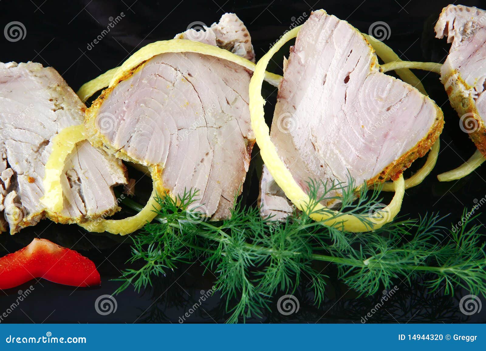 Tuna Slices Served on White Stock Photo - Image of dinner, dinning ...