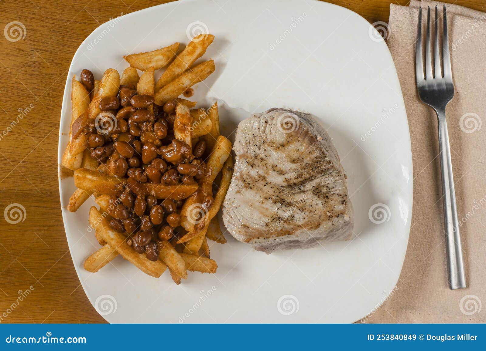Tuna Steak with a Side of Chili Fries Stock Image - Image of fries ...