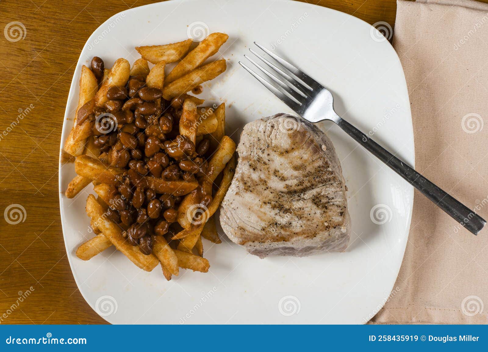 Tuna Steak with a Side of Chili Fries Stock Image - Image of seafood ...