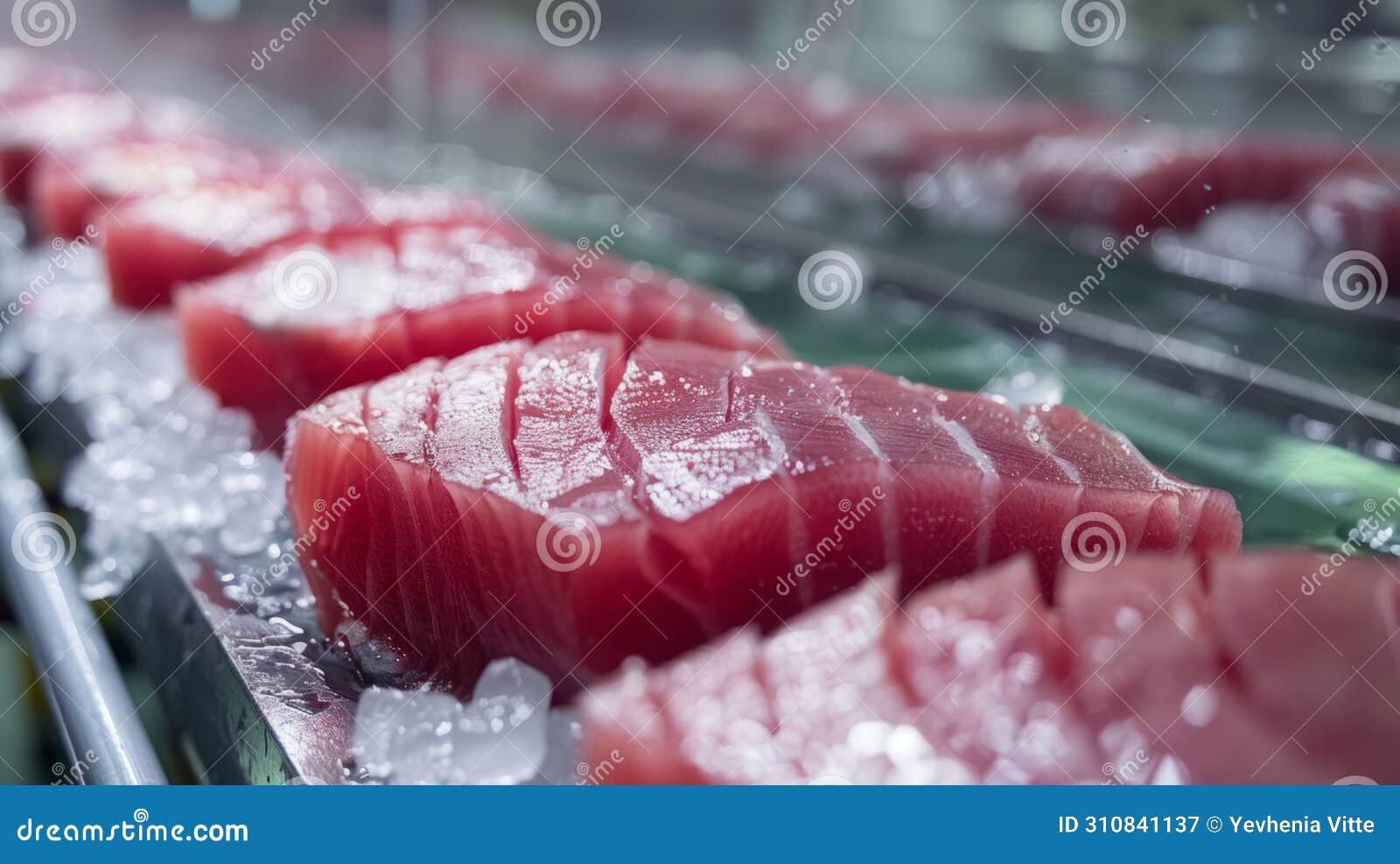Tuna Steaks Ready for Packing at Seafood Processing Line. Generative Ai ...