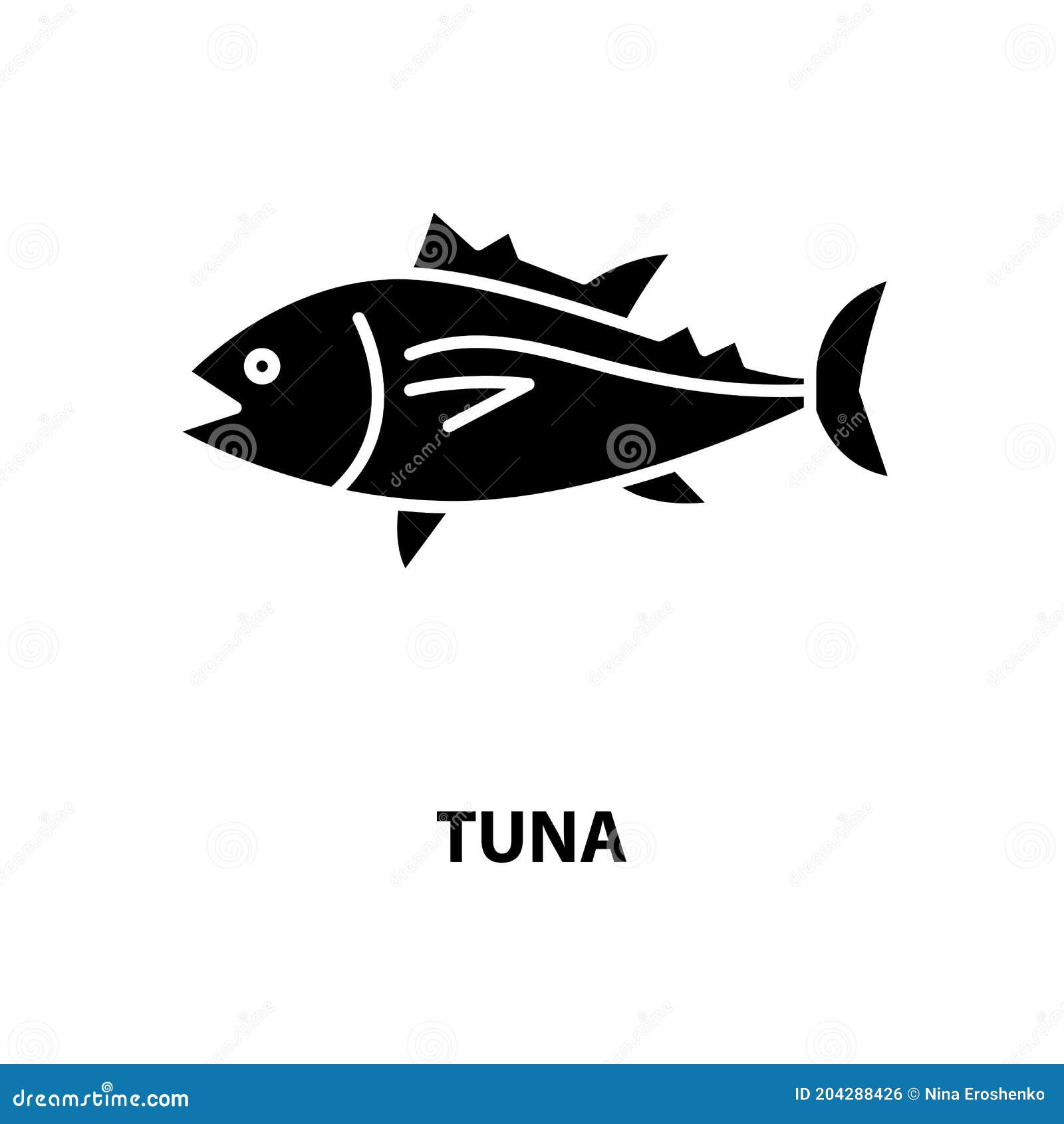 Tuna Symbol Icon, Black Vector Sign with Editable Strokes, Concept ...