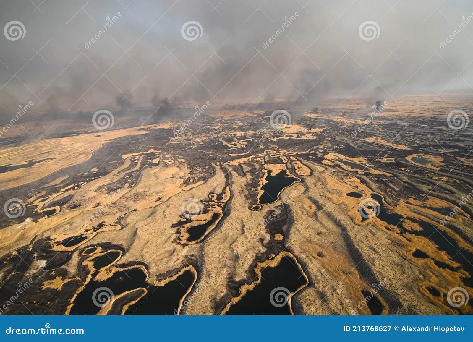 Tundra Fire. Burning Dry Grass and Peat Bogs, Fire and Smoke in Tundra ...
