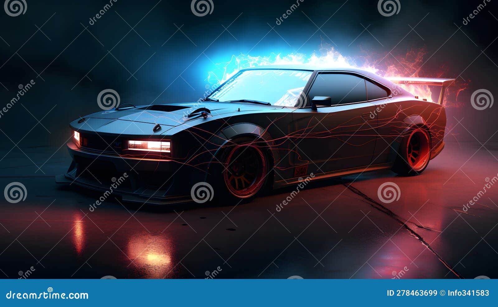 Tuned Car Modified Customization Dynamic Lightning Cinema Generative AI ...