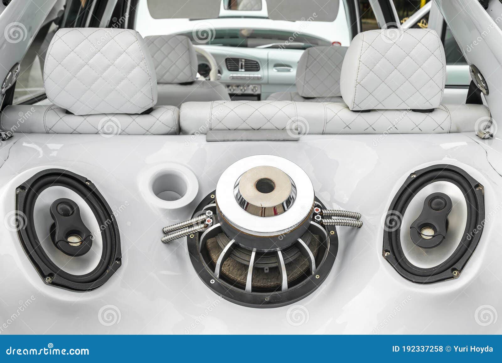 Tuned Car with Powerful Audio System and Sub Woofers in the Car Trunk ...