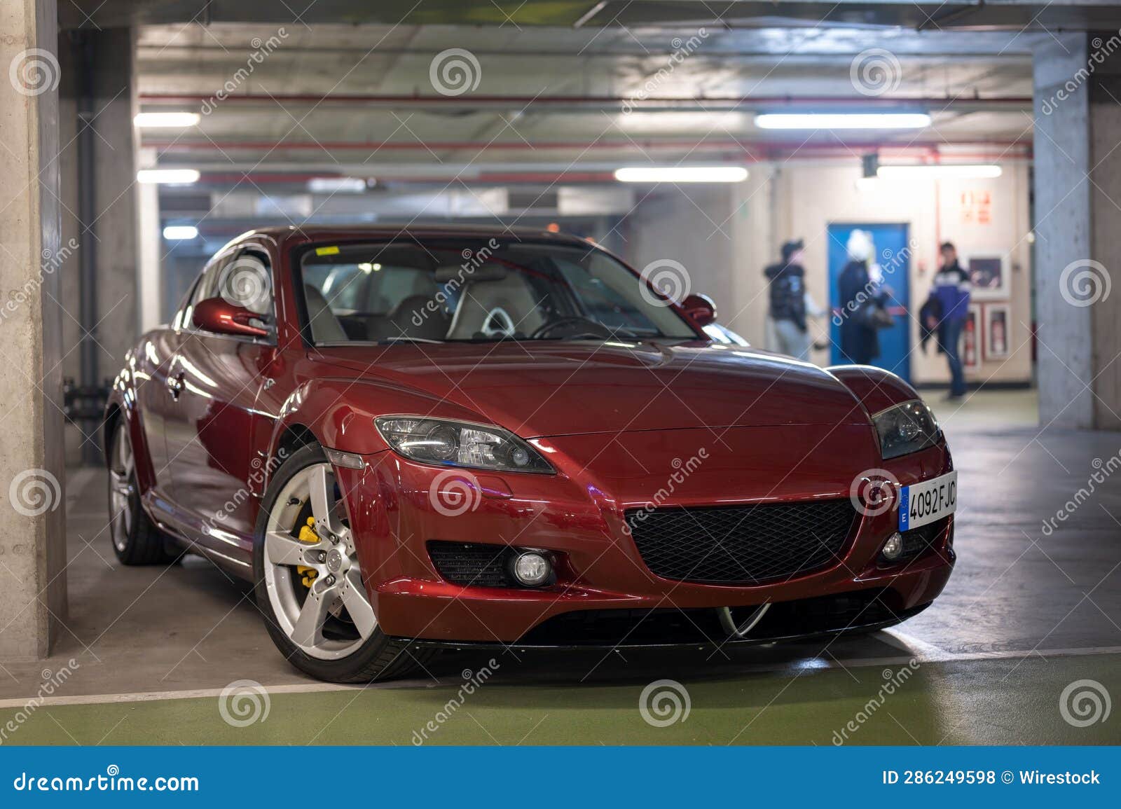 Tuned Maroon Red Mazda RX8 in the Dark Garage Editorial Stock Photo ...