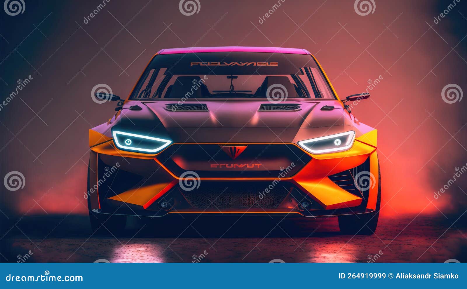Tuned Red Car, Front View, Sports Car Stock Illustration - Illustration ...
