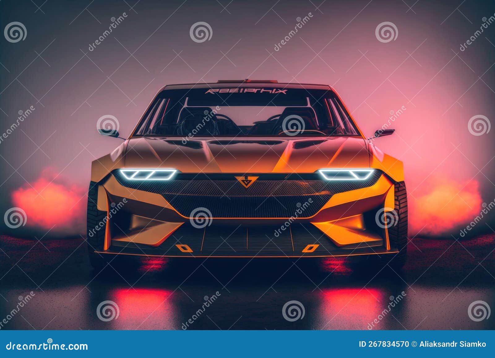 Tuned Red Car, Front View, Sports Car Stock Illustration - Illustration ...