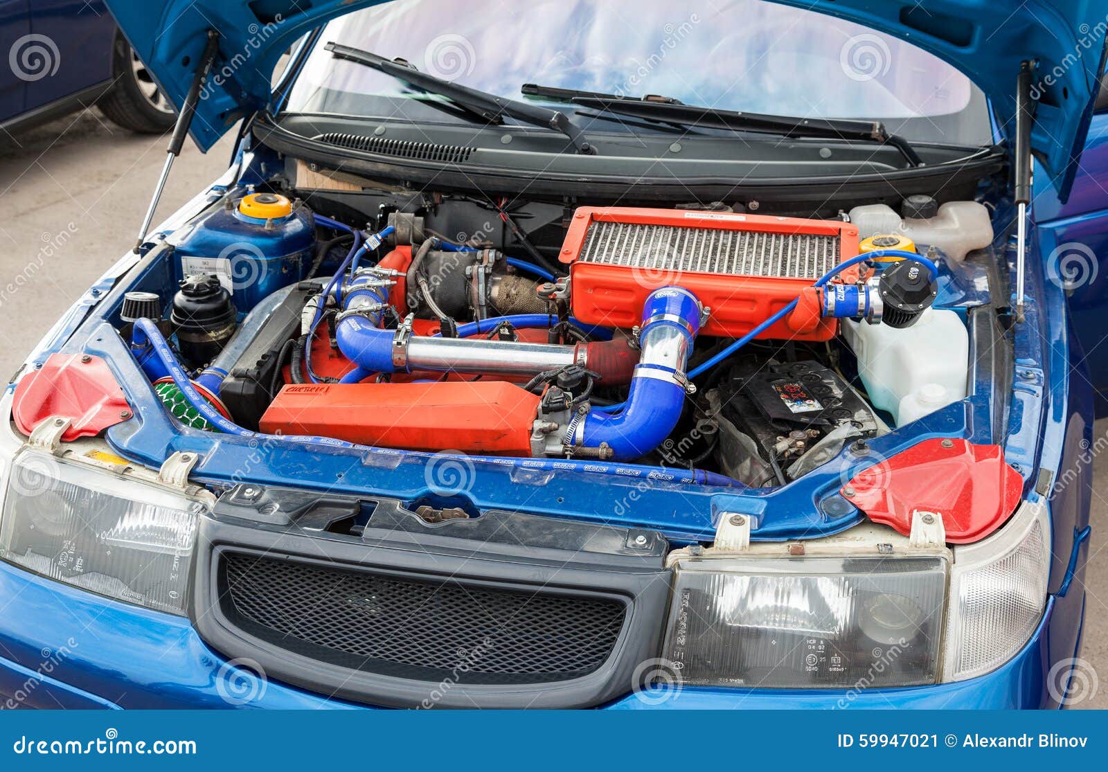 Tuned Turbo Car Engine of Lada Closeup Editorial Photo - Image of shiny ...