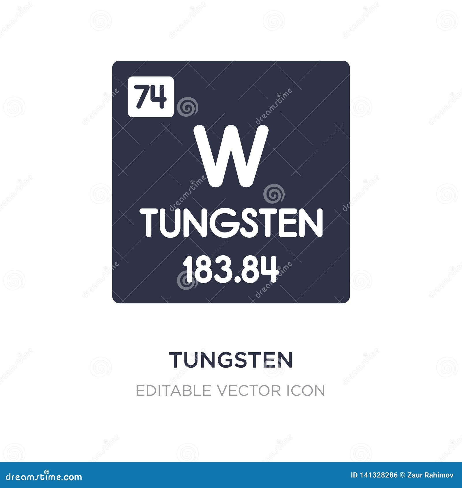 Tungsten Icon. Chemical Element. Periodic Symbol. Mendeleev Table ...