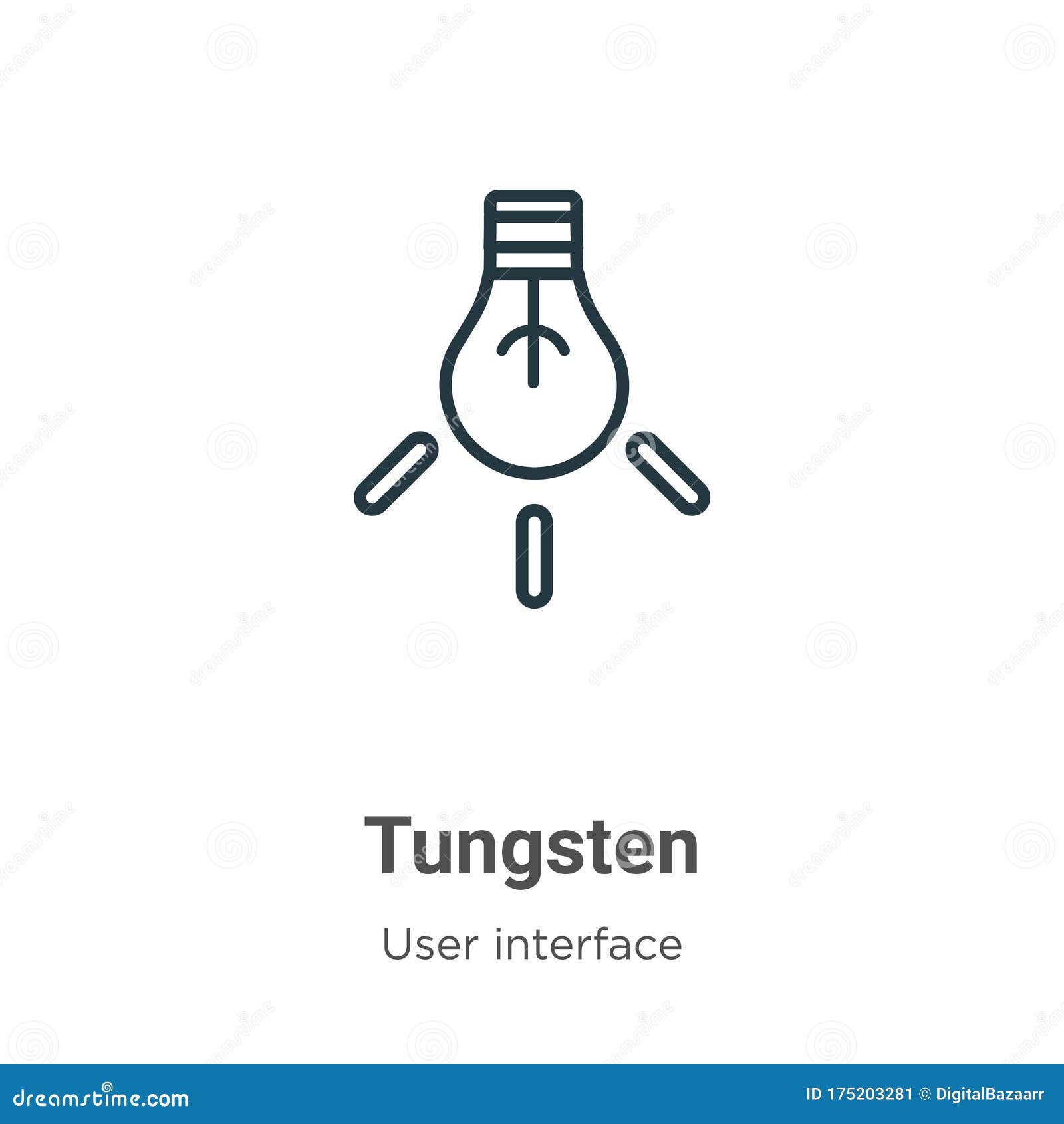 Tungsten Outline Vector Icon. Thin Line Black Tungsten Icon, Flat ...