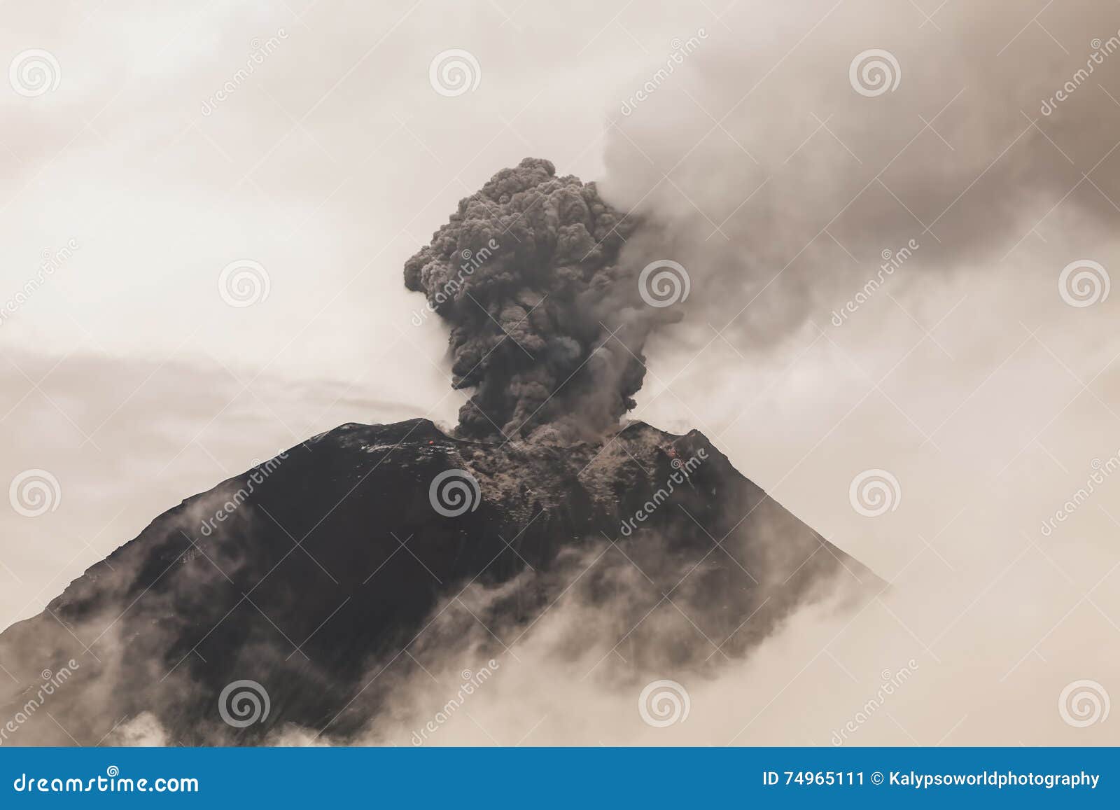 Tungurahua Volcano, Intense Activity at Sunset Stock Image - Image of ...