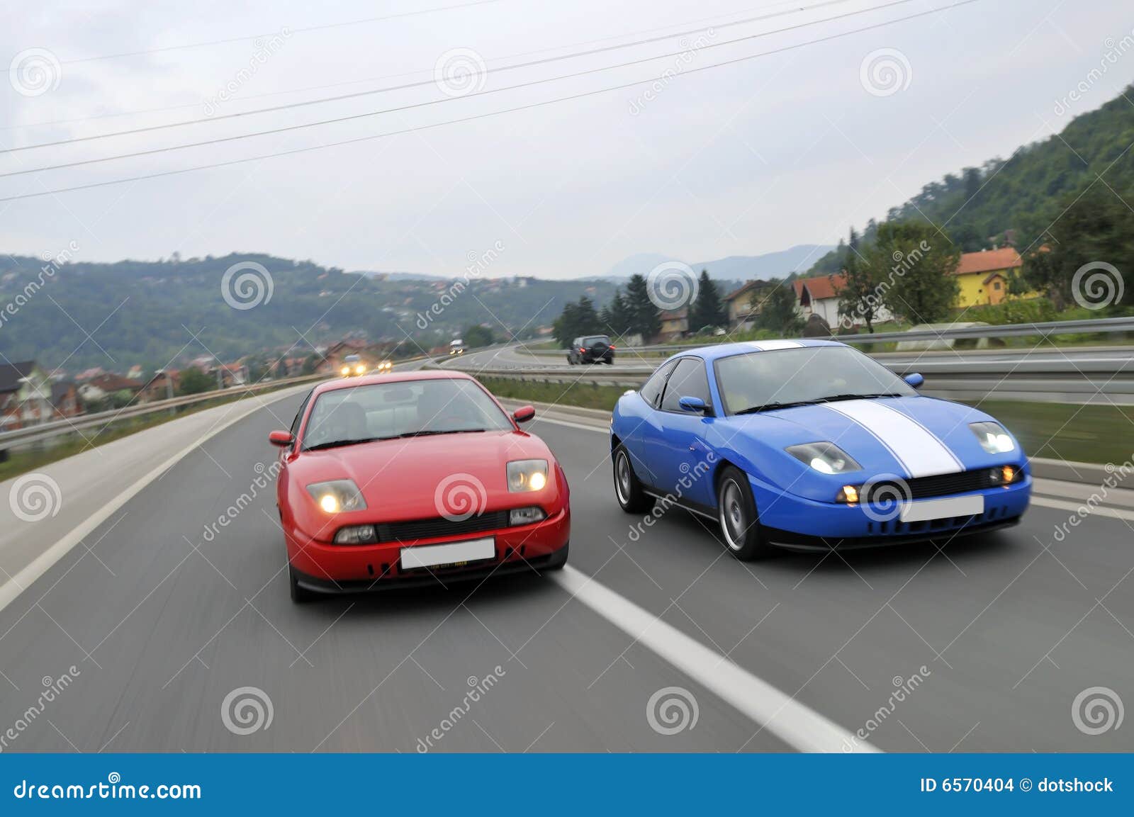 Tuning Cars Racing Down the Highway Stock Photo - Image of elegant ...