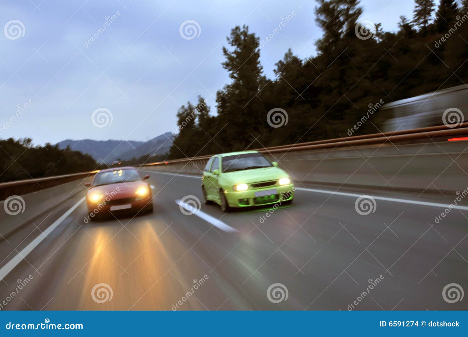 Tuning Cars Racing Down the Highway Stock Photo - Image of fast, detail ...