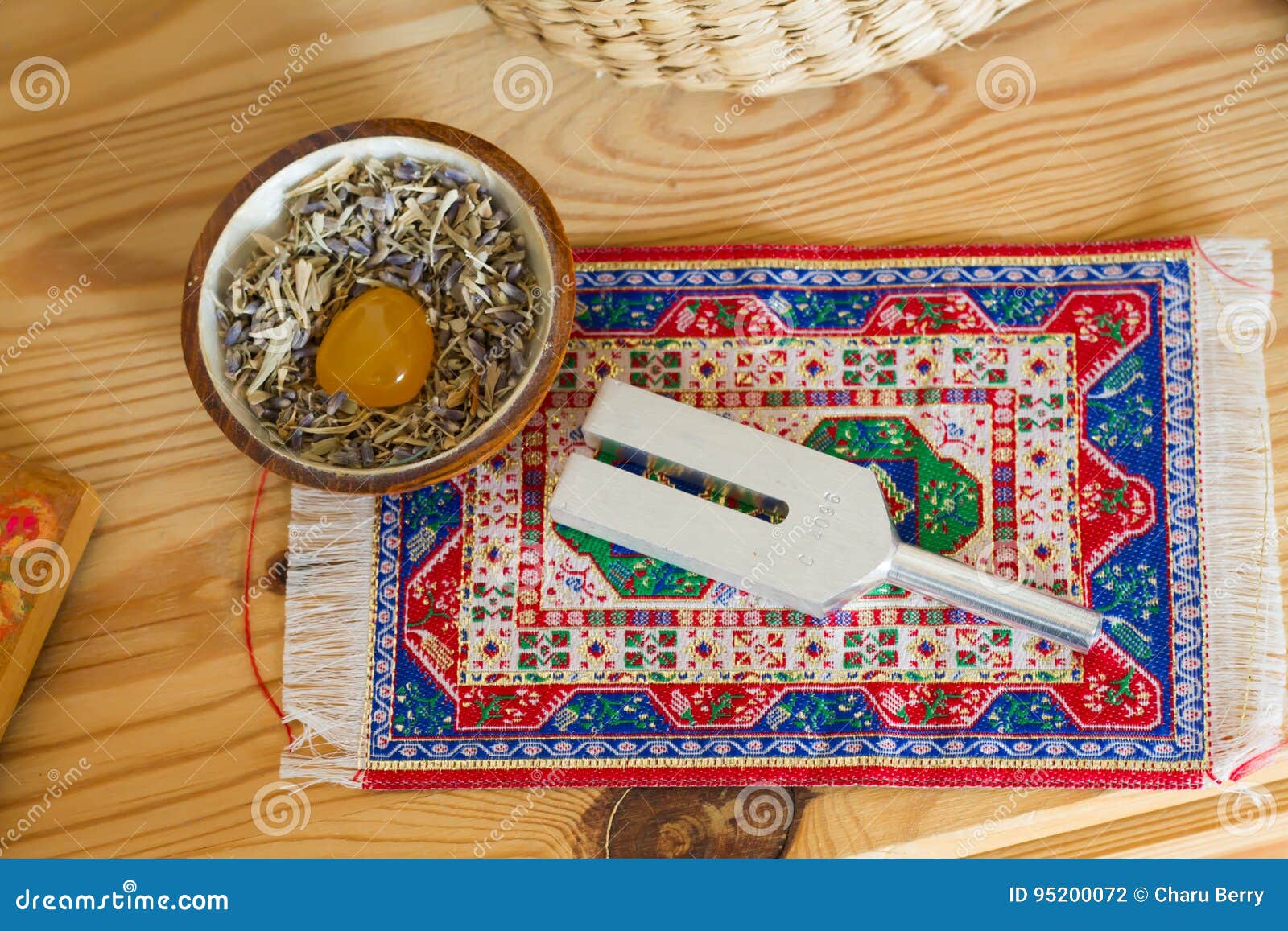 Tuning Fork and Crystal Stone . Stock Photo - Image of frequency, hand ...
