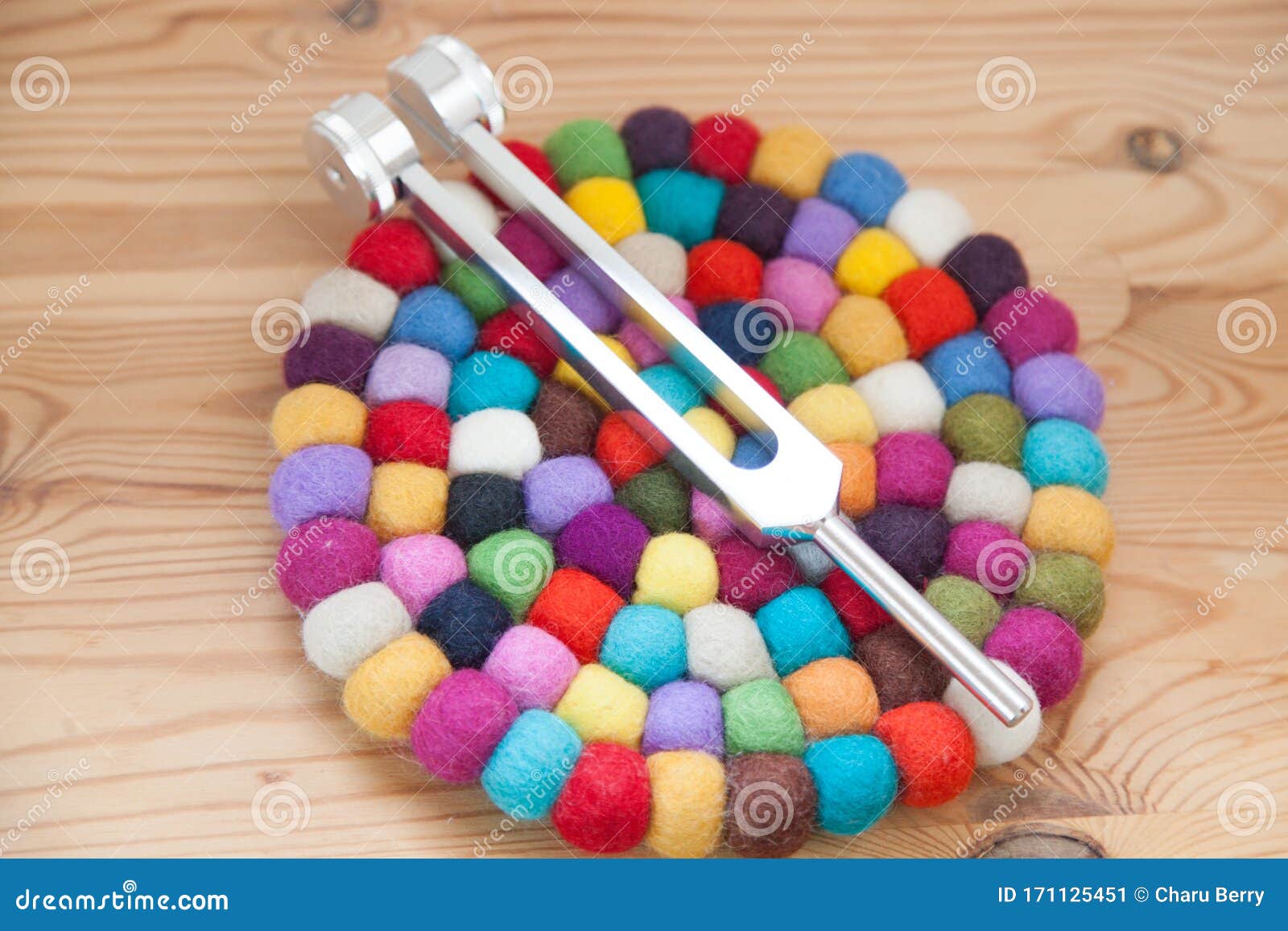 Tuning Fork and Crystal Stone on Table . Stock Image - Image of ...