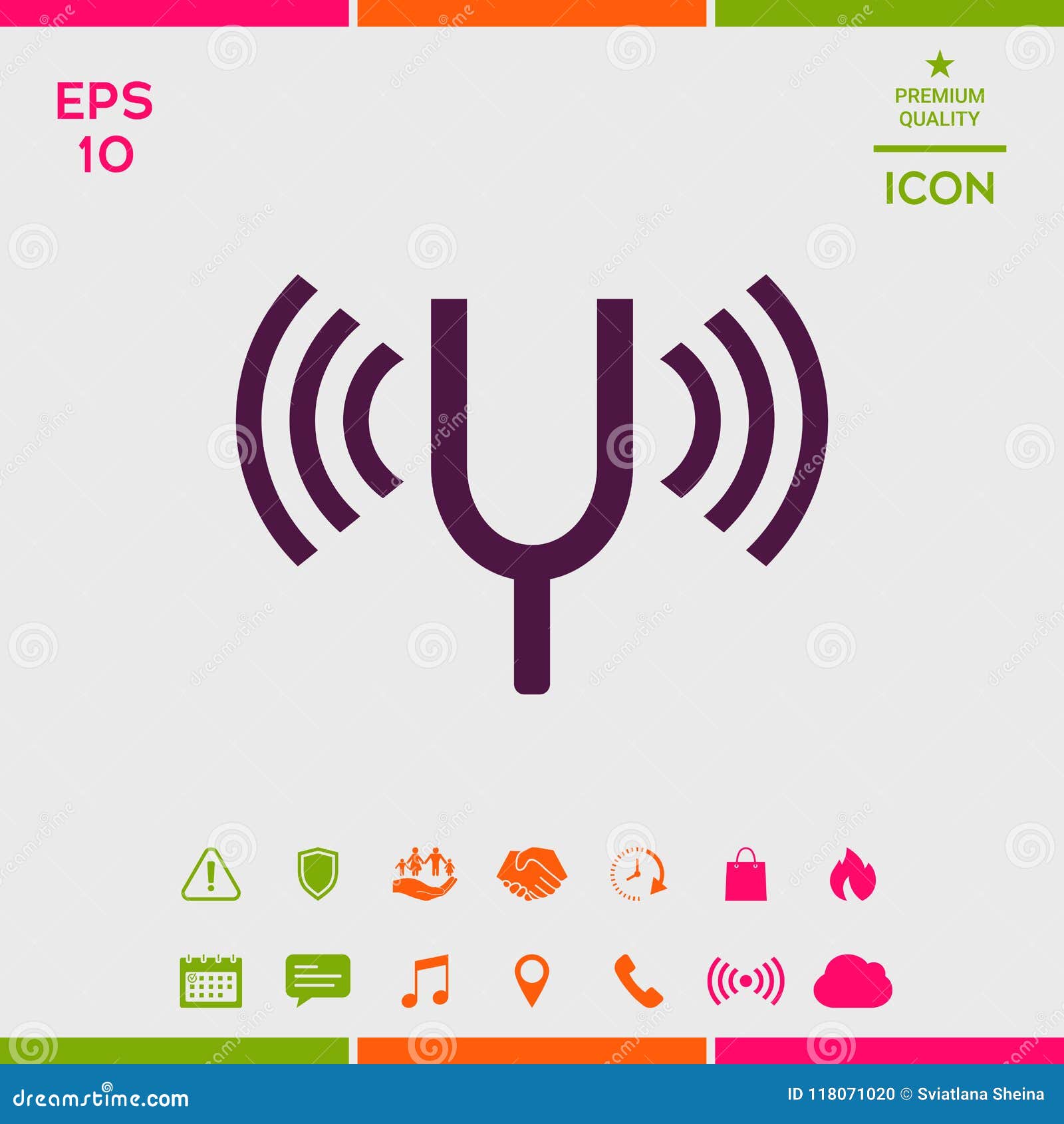 Tuning fork icon stock vector. Illustration of symbol - 118071020