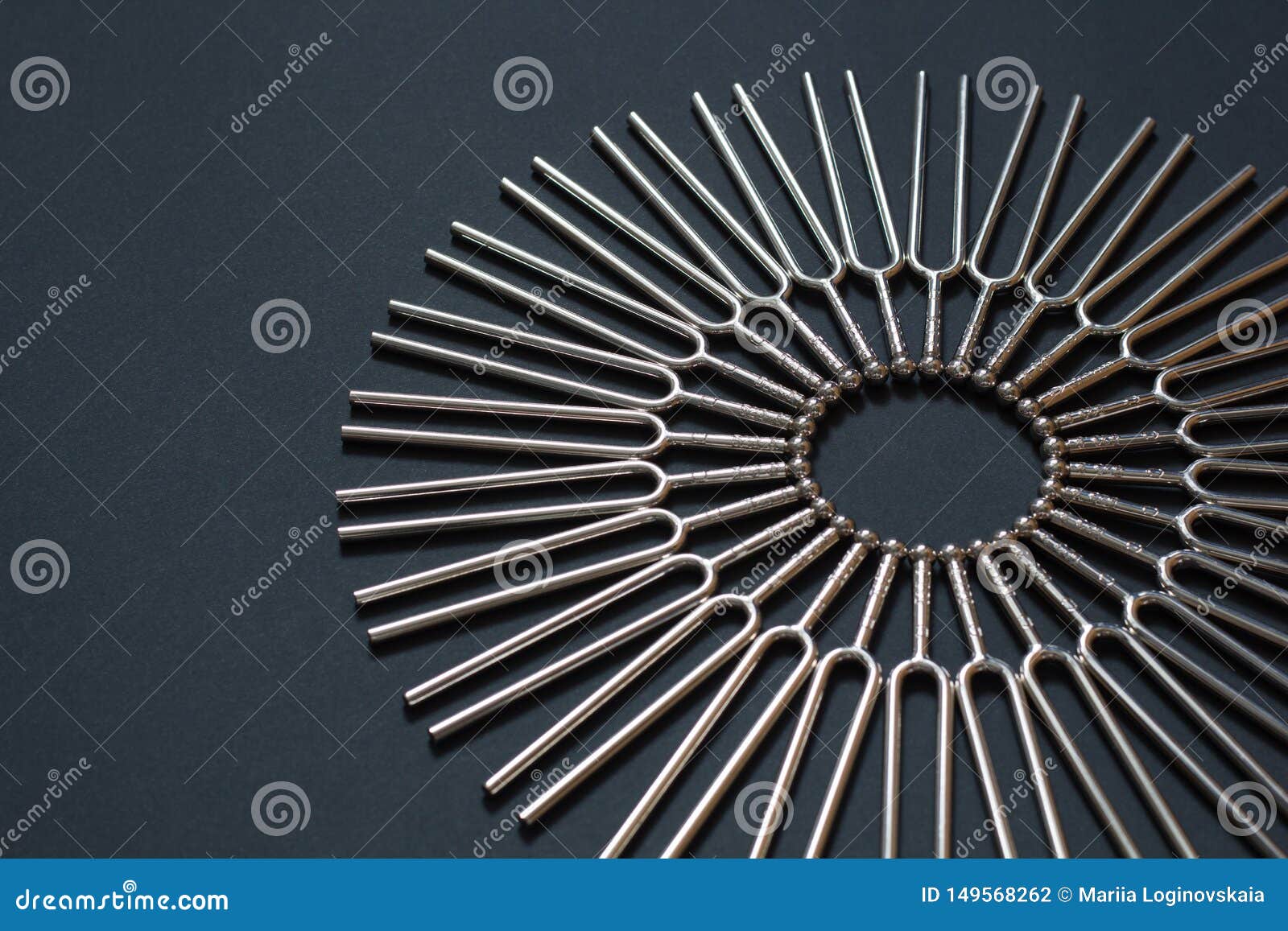 Tuning Fork Partly Round Pattern on a Black Background, Left Corner ...