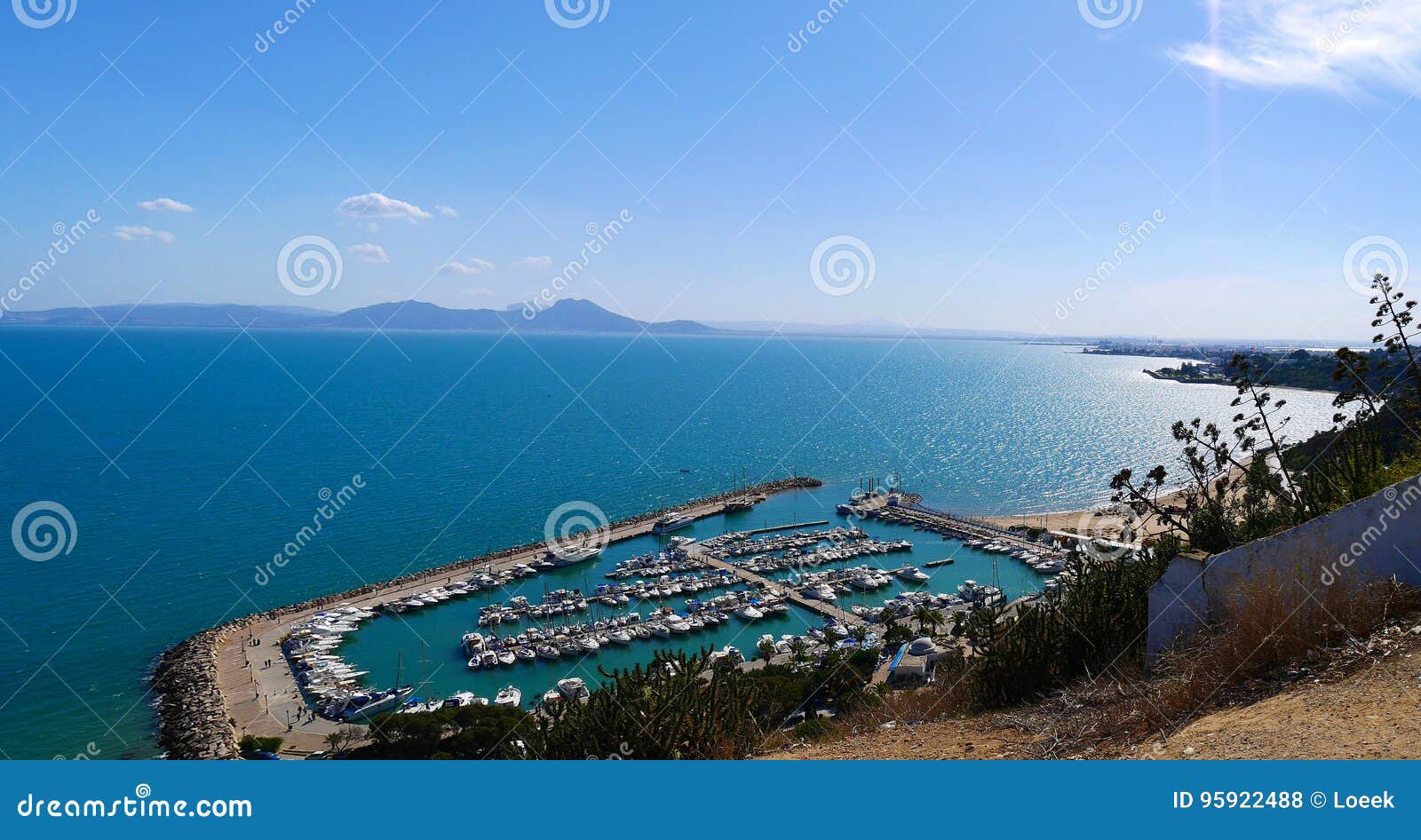 Tunis Sea Sun Port Sky-blue Viewpoint Stock Photo - Image of port ...