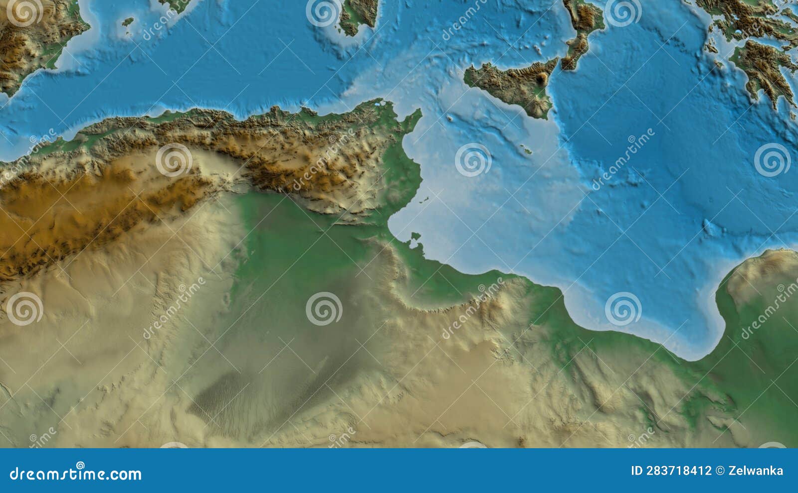 Tunisia area. Relief map stock illustration. Illustration of libya - 283718412