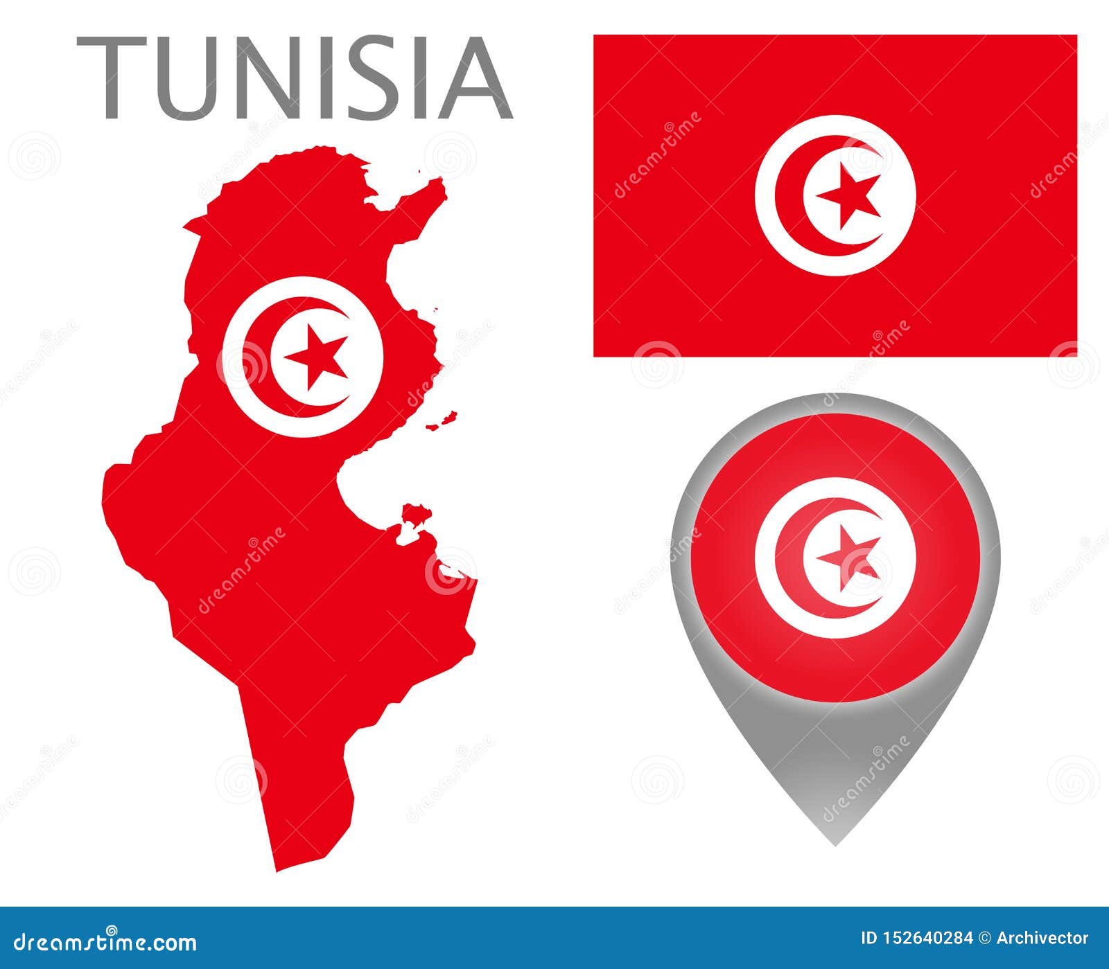 Tunisia Map Pointer Location Flag Vector Illustration Cartoondealer