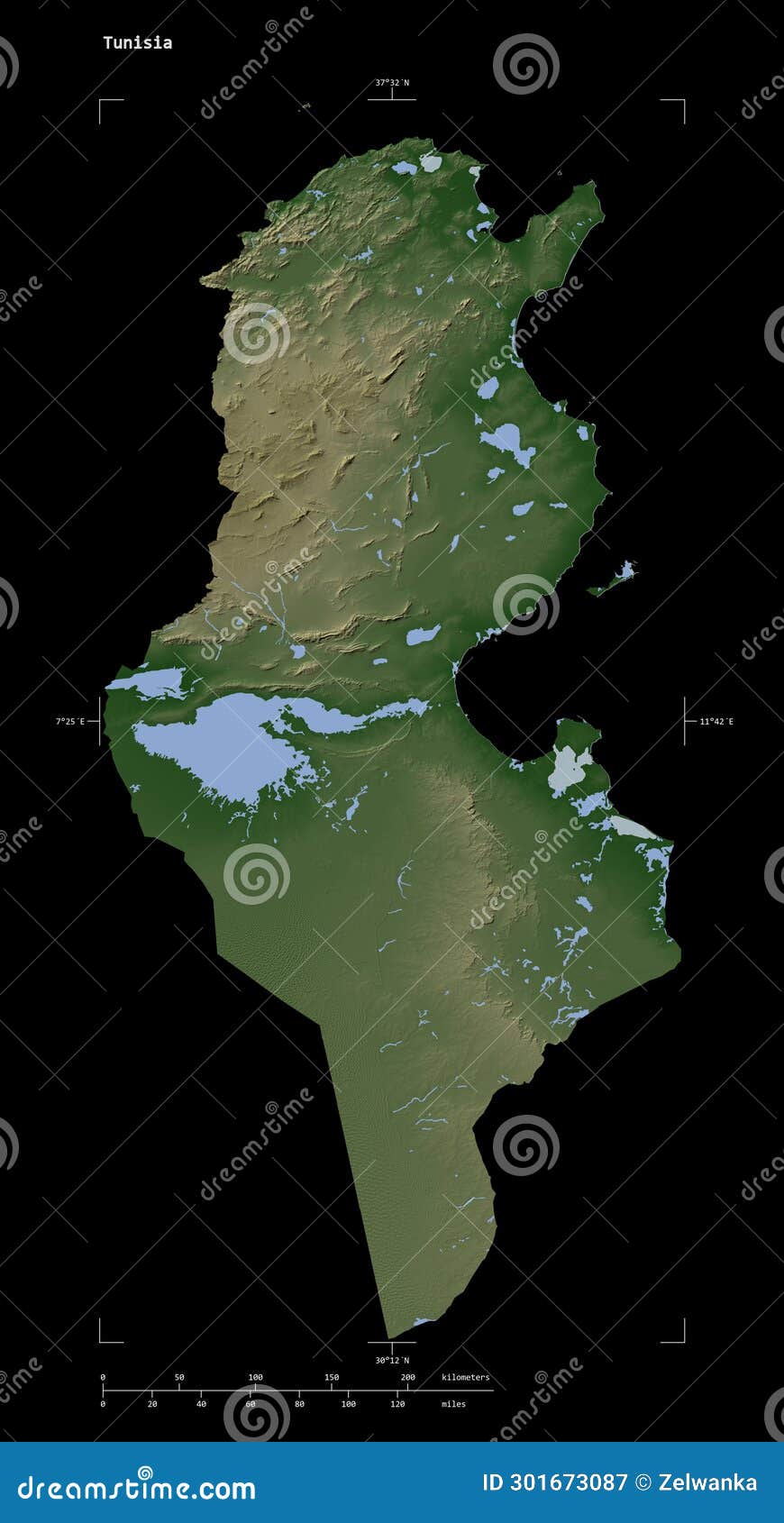 Tunisia Shape on Black. Pale Stock Illustration - Illustration of ...