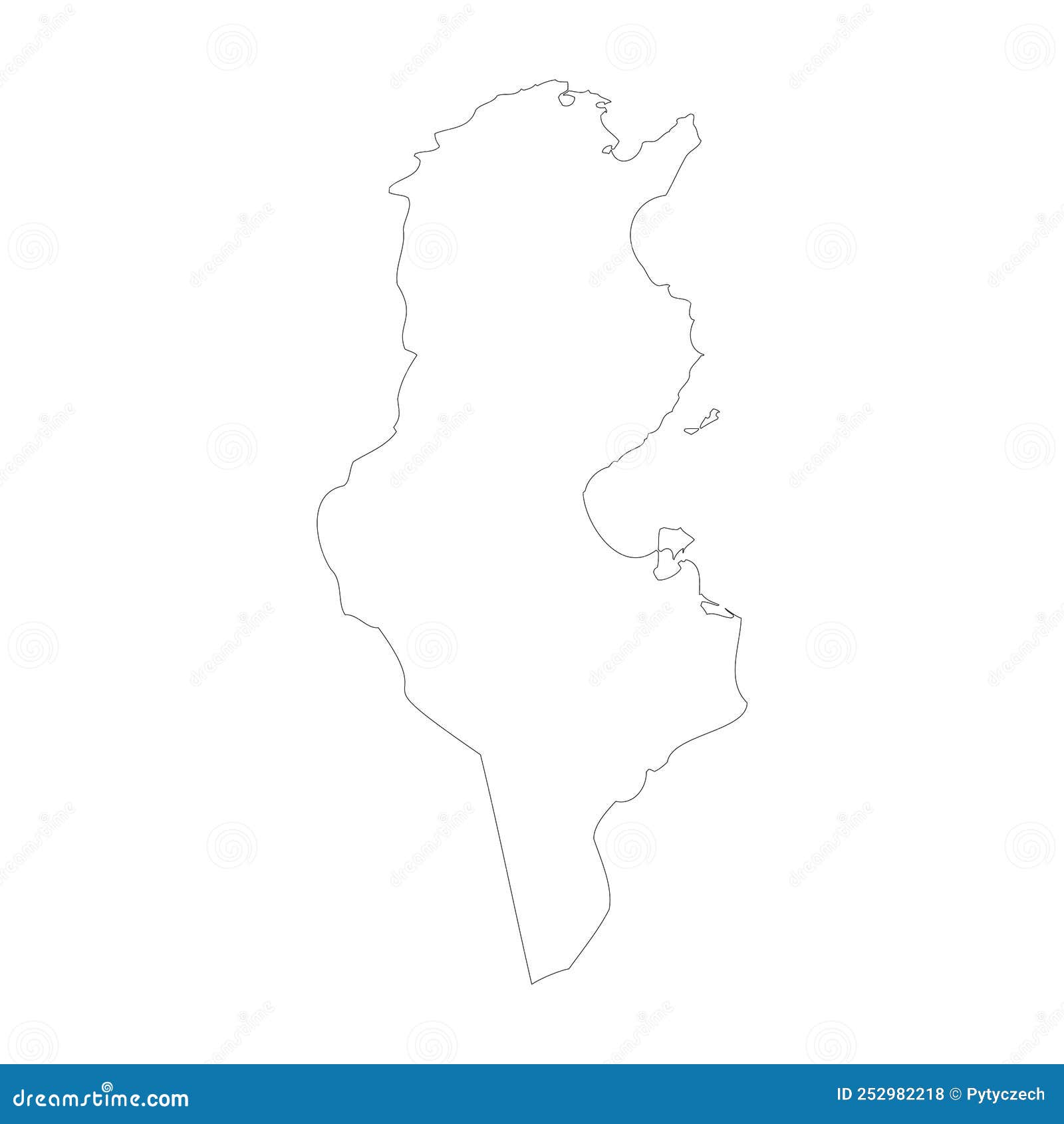 Tunisia Vector Country Map Outline Stock Vector Illustration Of Shape