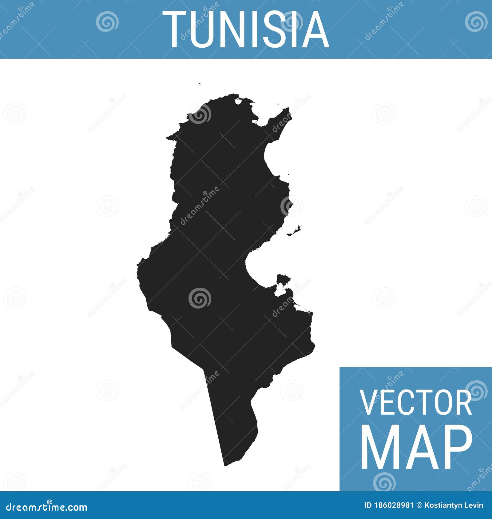 Tunisia Vector Map with Title Stock Vector - Illustration of graphic ...