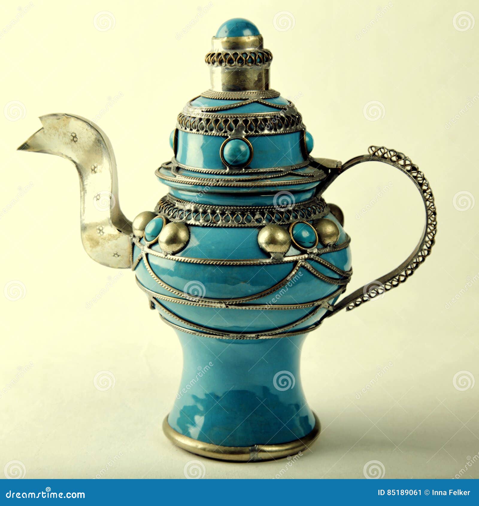 Tunisian Blue Silver Teapot Stock Image - Image of kitchen, blue: 85189061