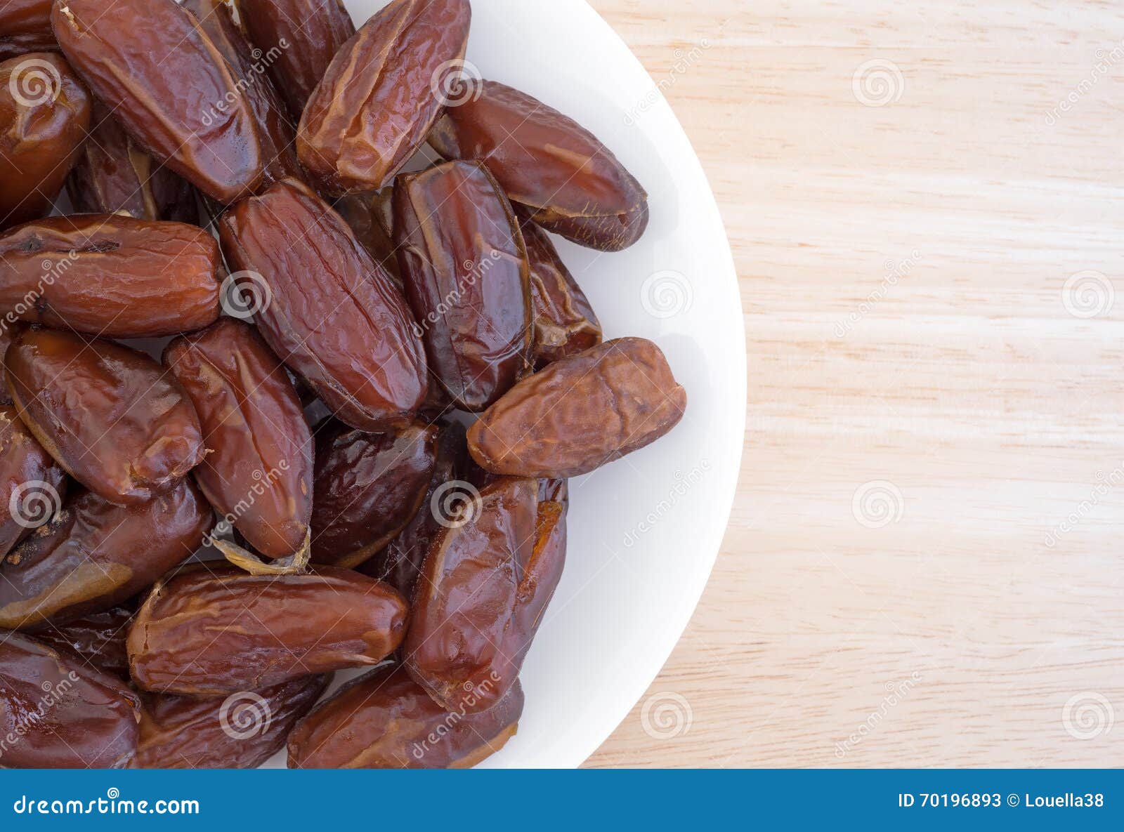 Tunisian Pitted Dates on a Plate Top View Stock Image - Image of ...