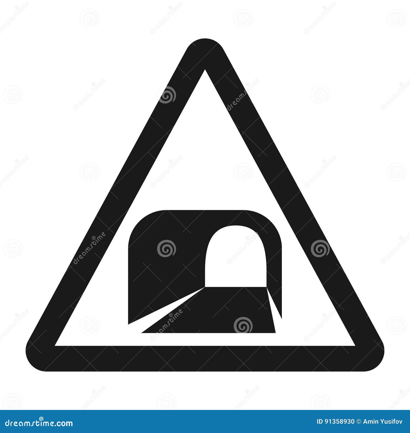 Tunnel Ahead Road Sign. Sign Tunnel Icon. Vector Road Tunnel Icon ...