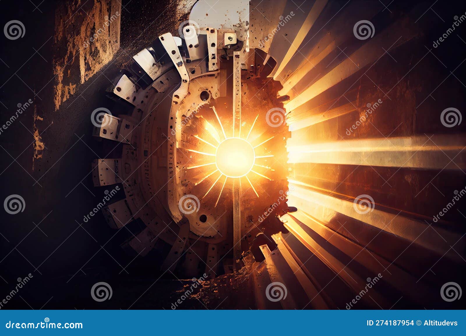 Tunnel Boring Machine Breaking through the Surface, with Sunlight ...