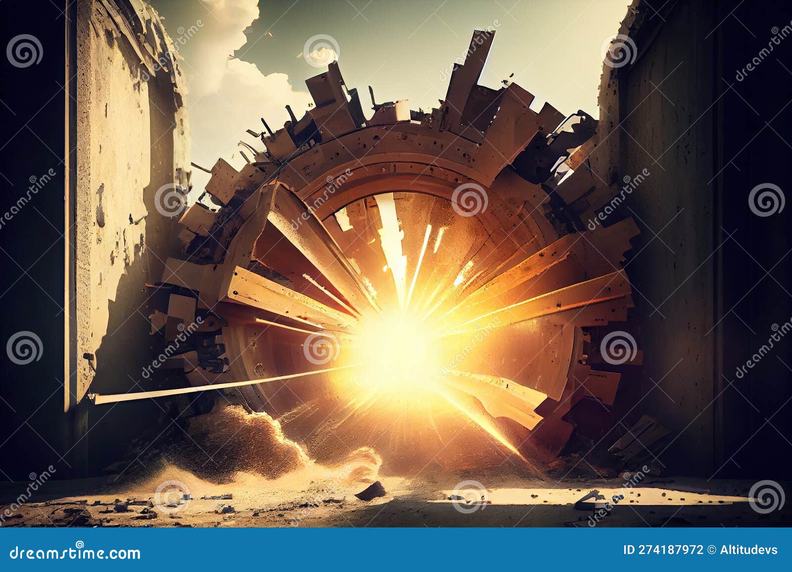 Tunnel Boring Machine Breaking through the Surface, with Sunlight ...